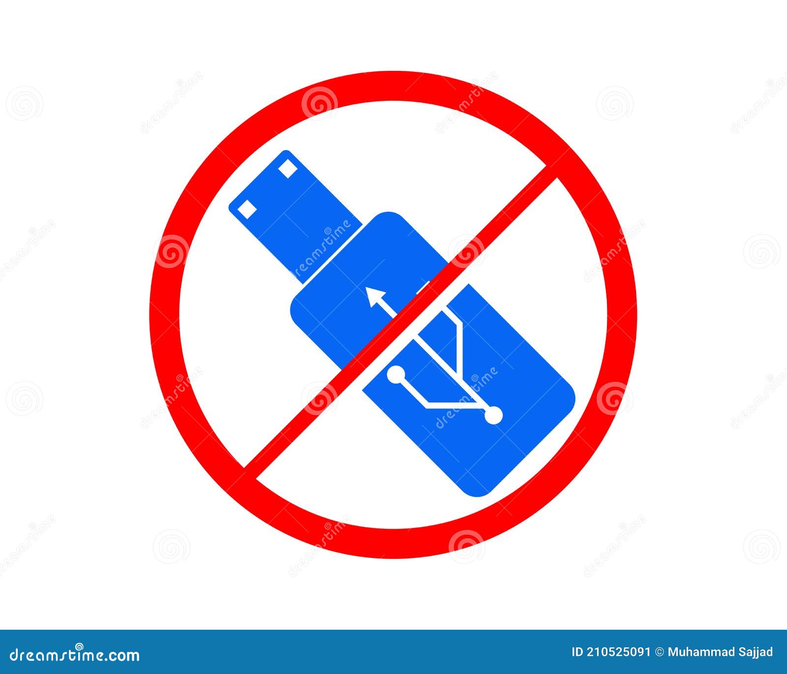 No Computer USB Prohibited Flash Drive Universal Serial Bus No Computer ...