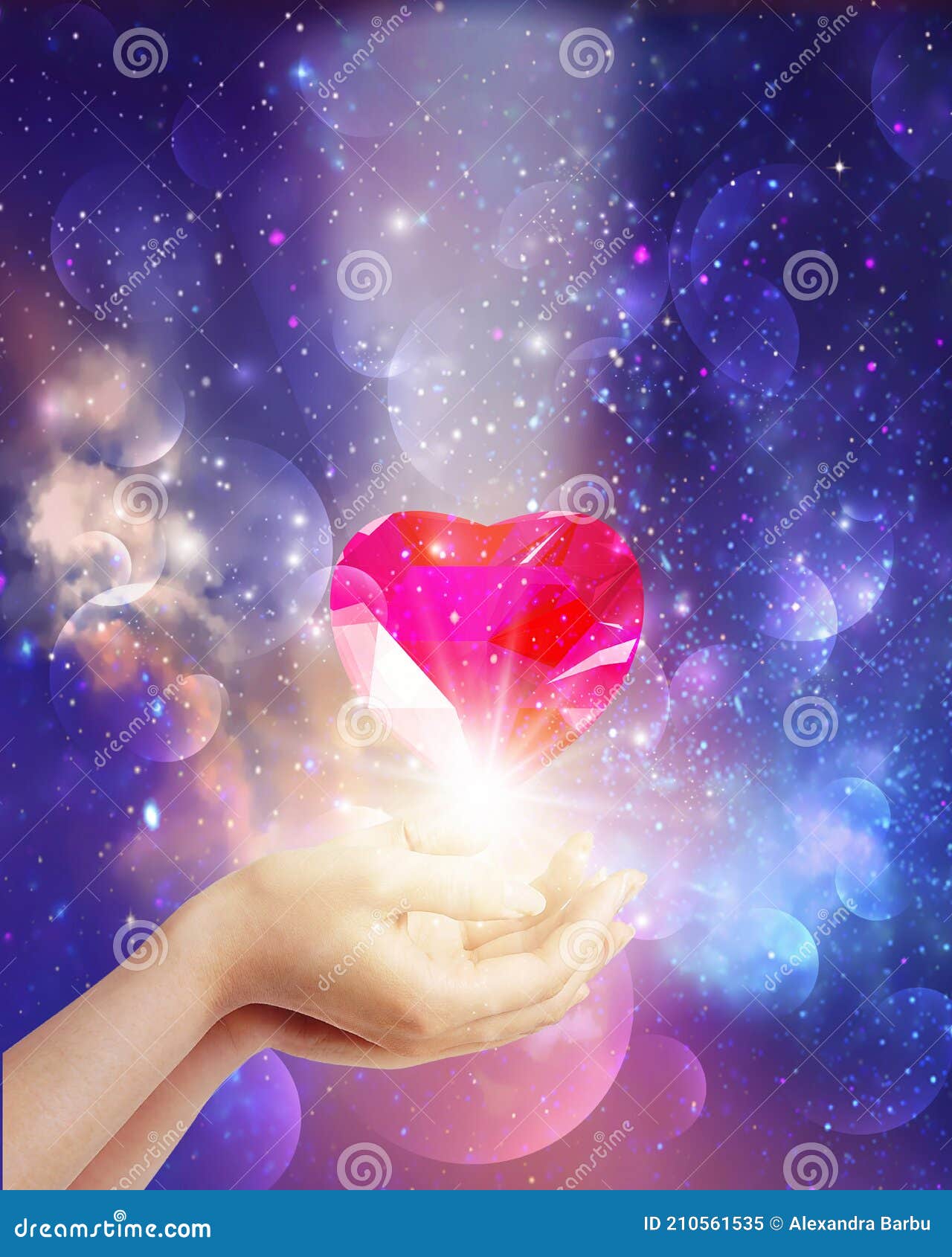 Cosmic Love, Universal Diamond Heart in Hands with Spark of Hope, the ...