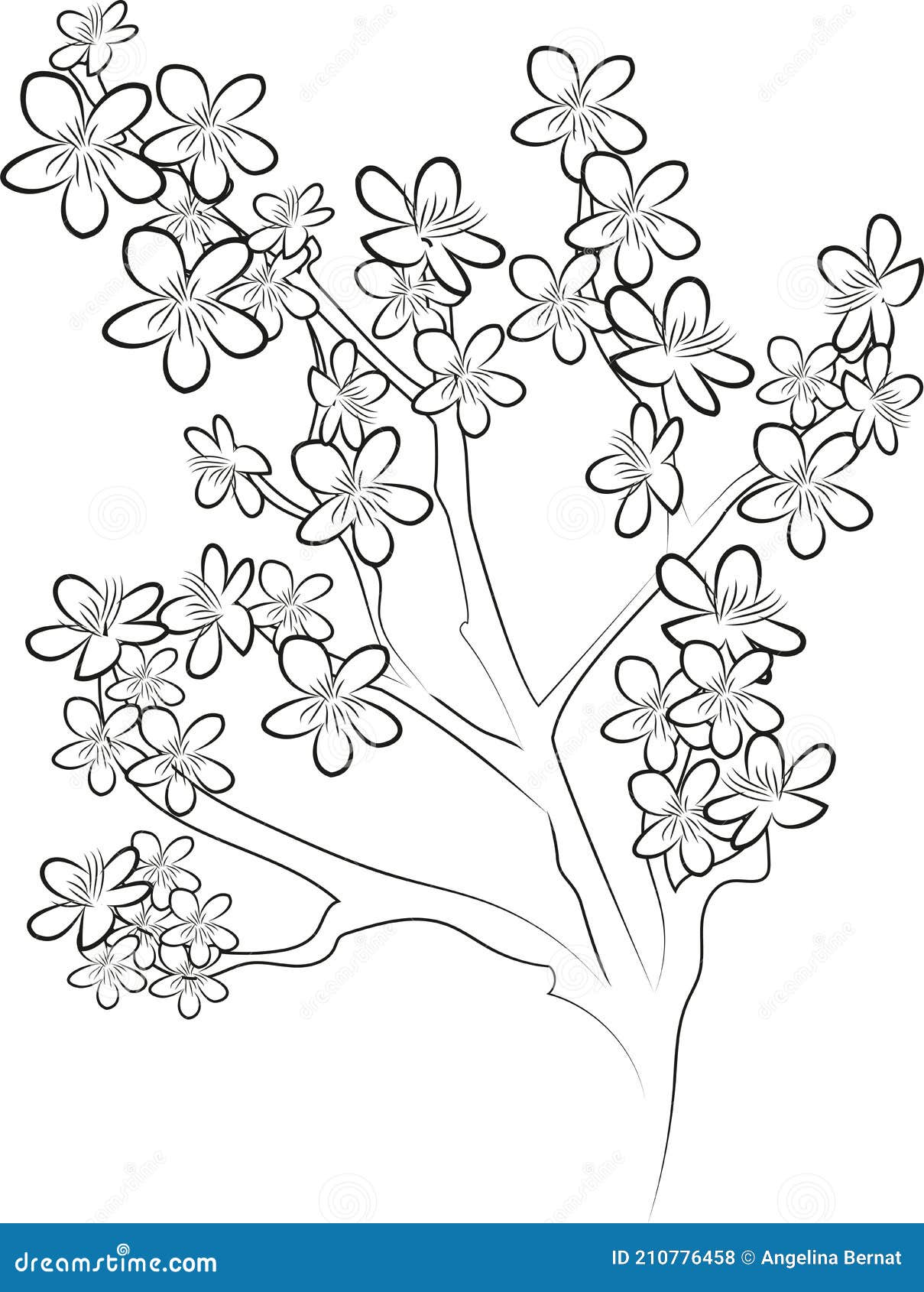Coloring Page with Japan Tree Stock Illustration - Illustration of ...