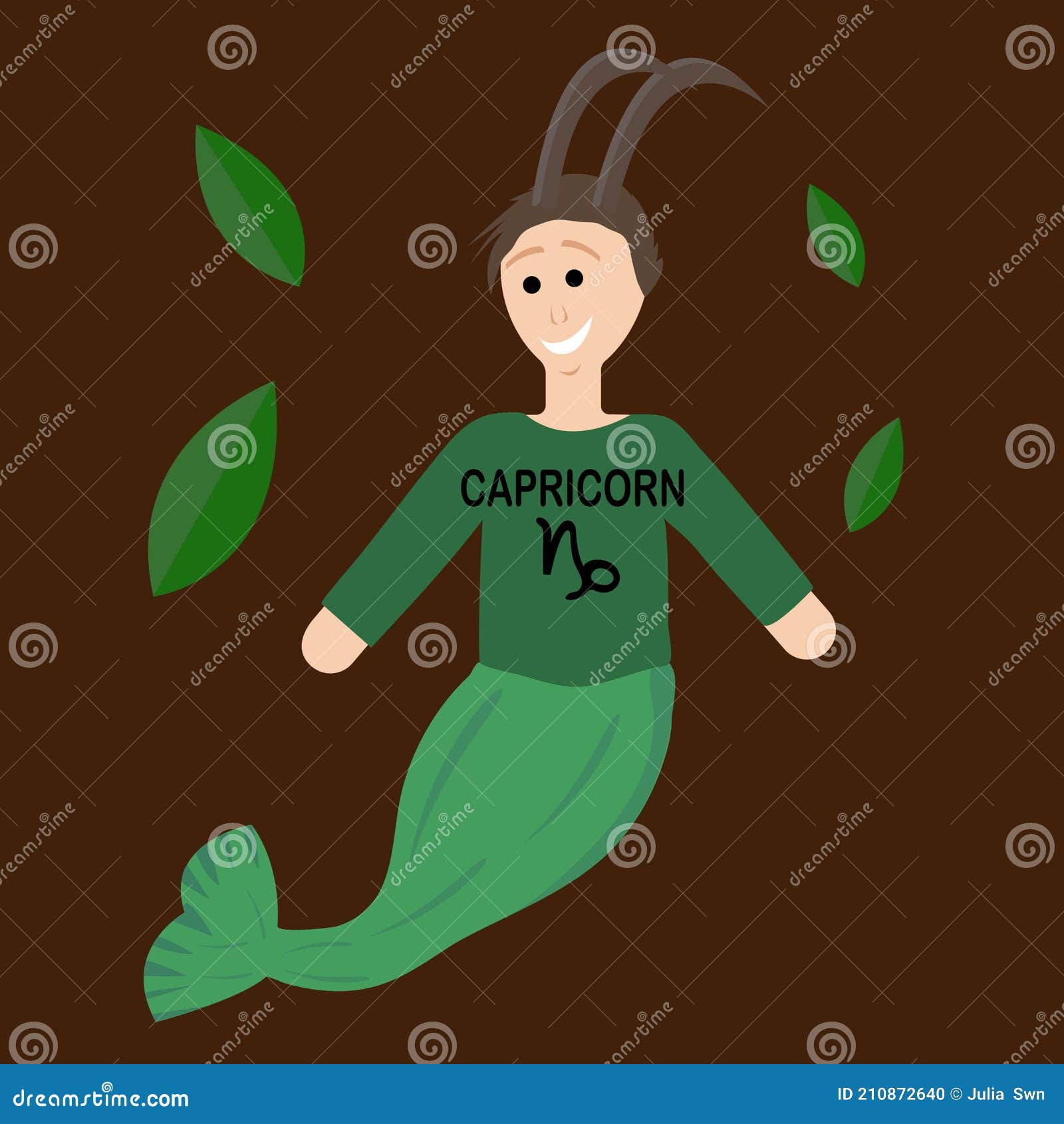 Capricorn Zodiac with Horns and Fish Tail Stock Vector - Illustration ...