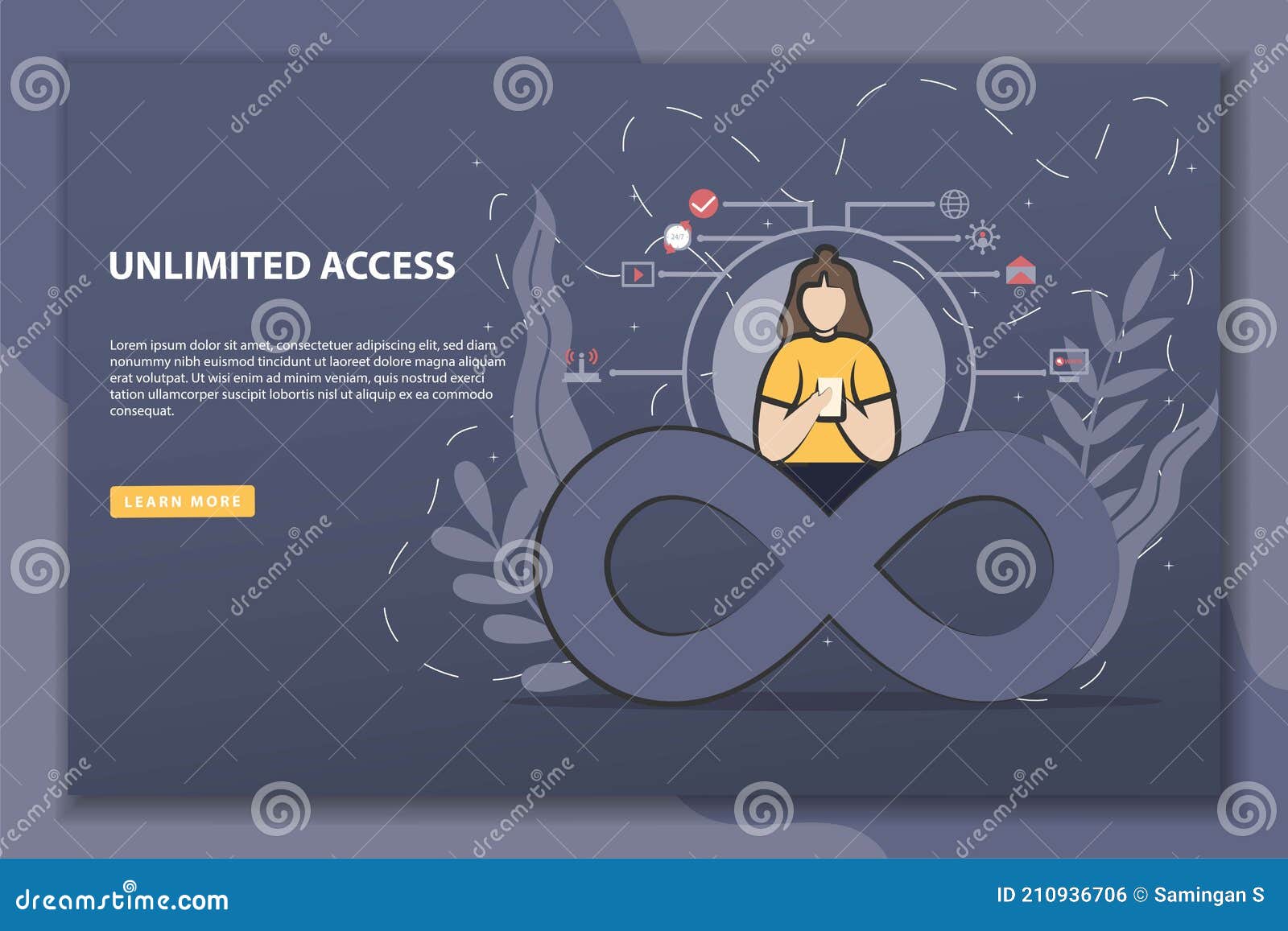 Flat Style Design Unlimited Access Concept Landing Page Stock ...
