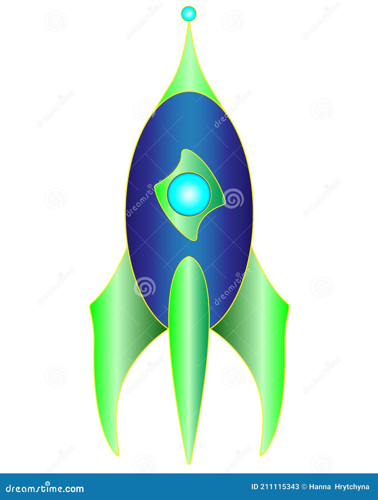 Rocket - Bright Blue-green - Vector Full Color Illustration. Spaceship ...