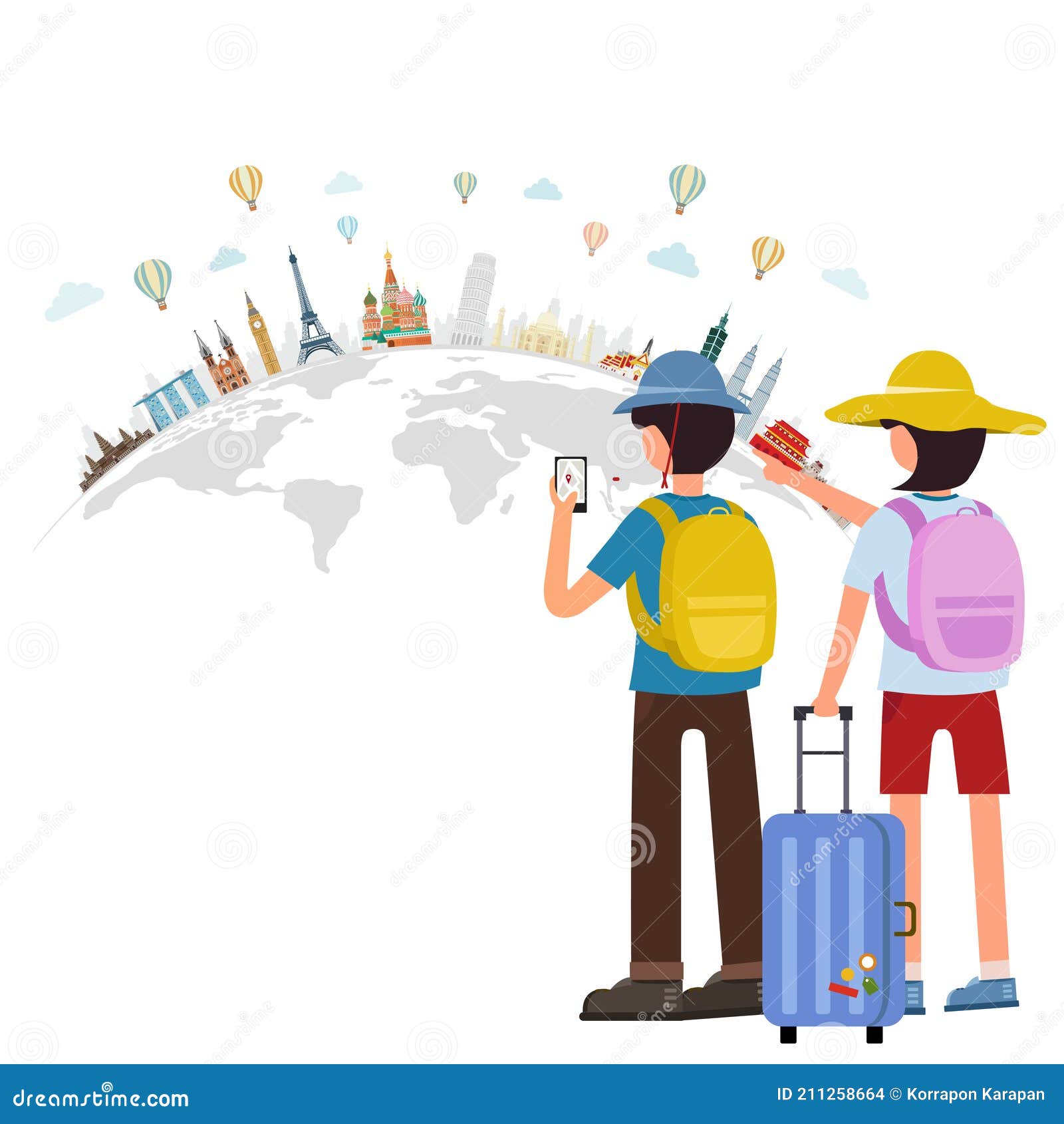 World Traveller Linear Icons, Signs, Symbols Vector Line Illustration ...