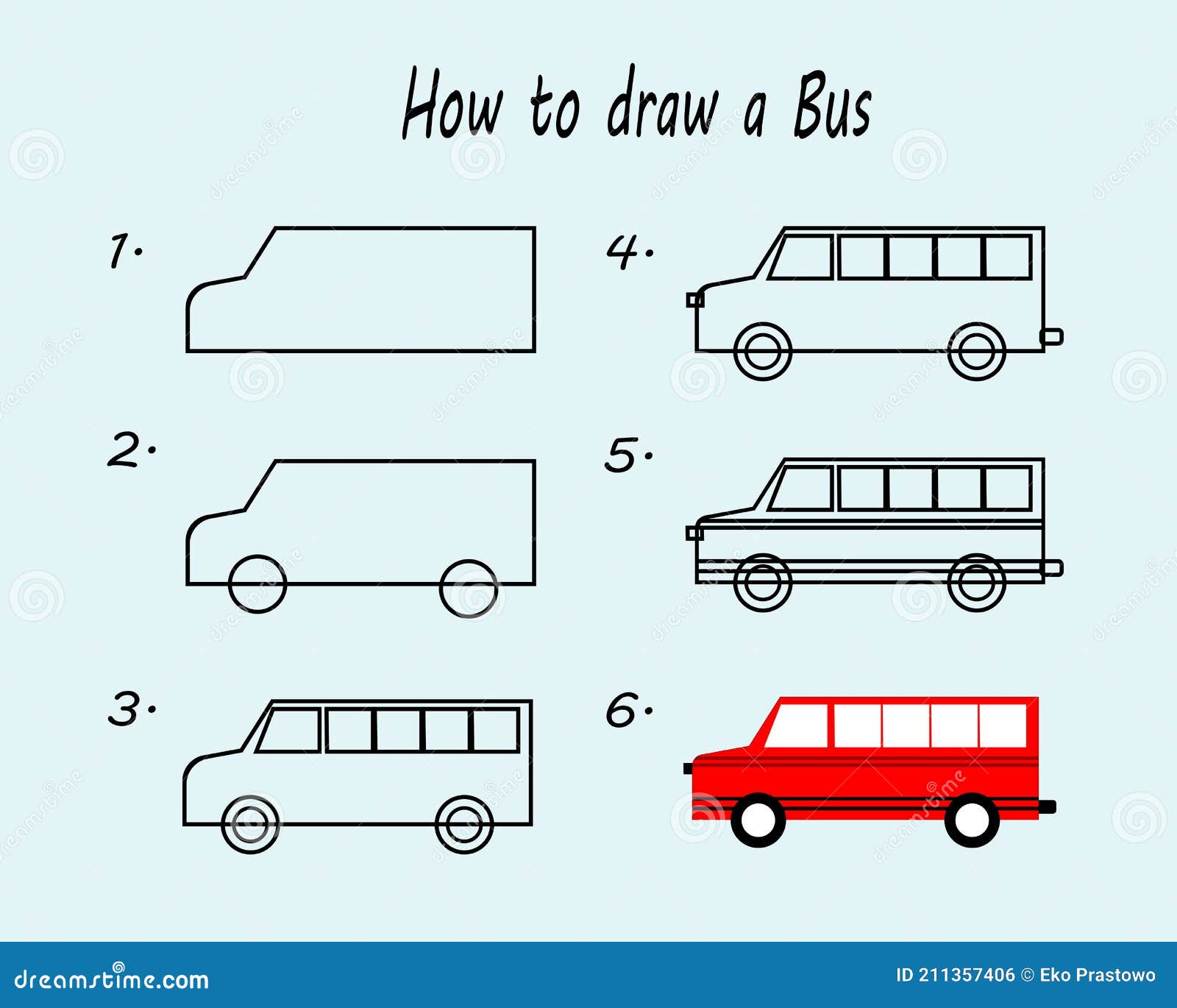 How To Draw A Bus Step By Step For Kids
