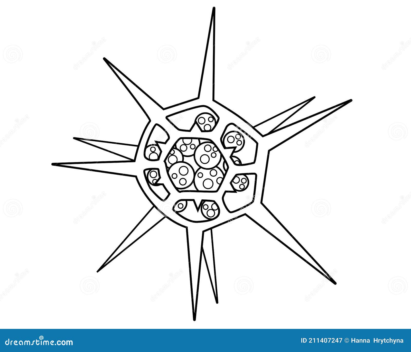 Dictyocha - Microscopic Unicellular Plant Algae - Vector Line Picture ...