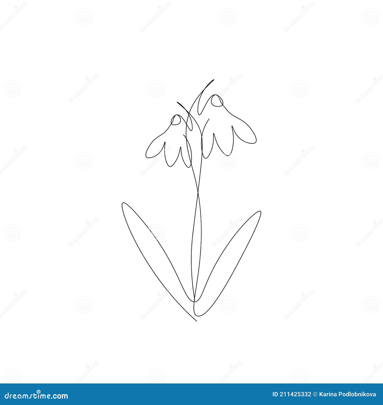 Snowdrop Flower Line Drawing Vector Illustration Stock Vector ...