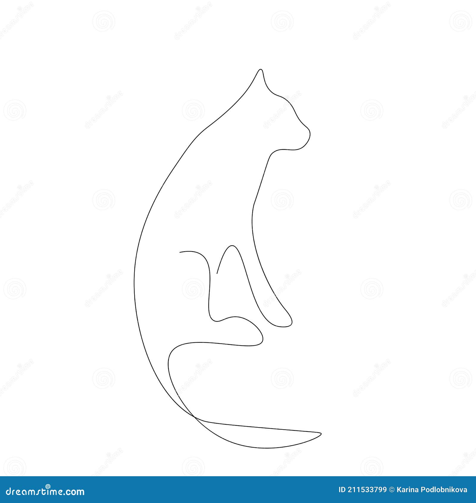 Cat Silhouette Line Drawing Vector Illustration Stock Vector ...