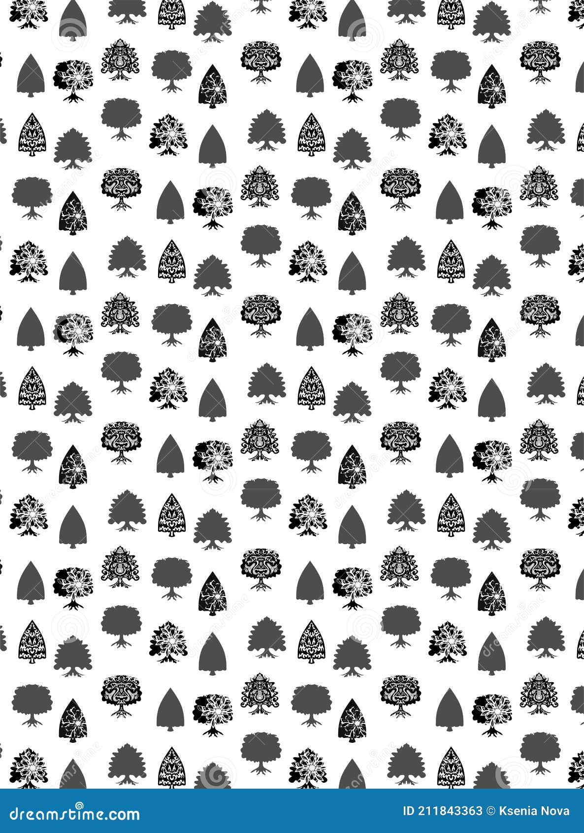Seamless Patterns with Black Trees Stock Vector - Illustration of paper ...