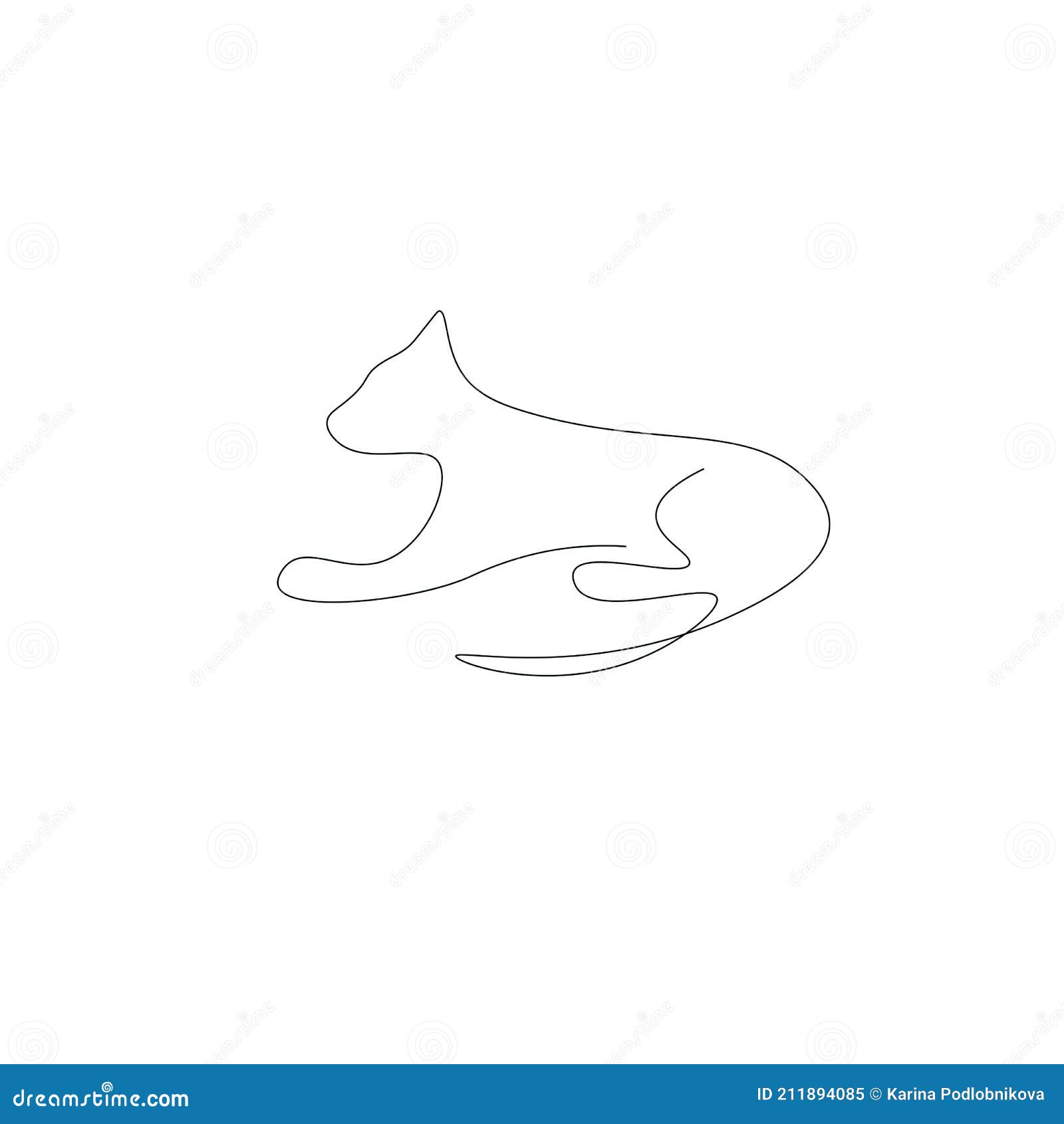 Cat One Line Drawing, Vector Illustration Stock Vector - Illustration ...