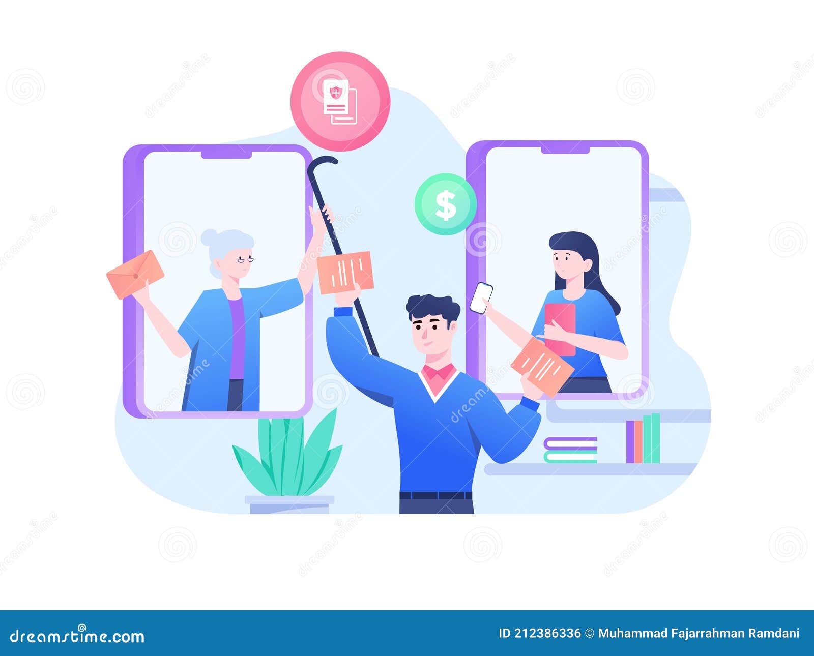 Virtual Meeting of Clients and Insurance Agents Stock Vector ...