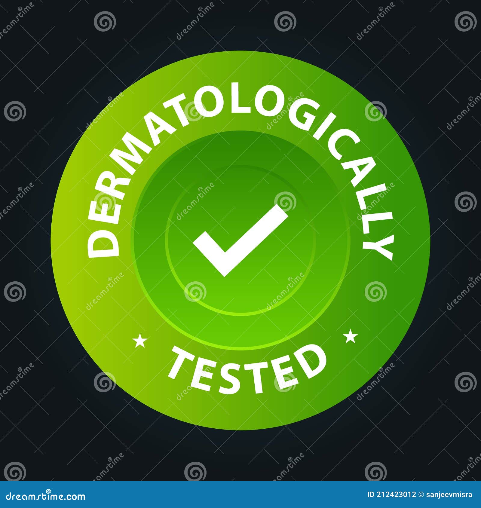 Dermatologically Tested Vector Icon with Tickmark Stock Vector ...