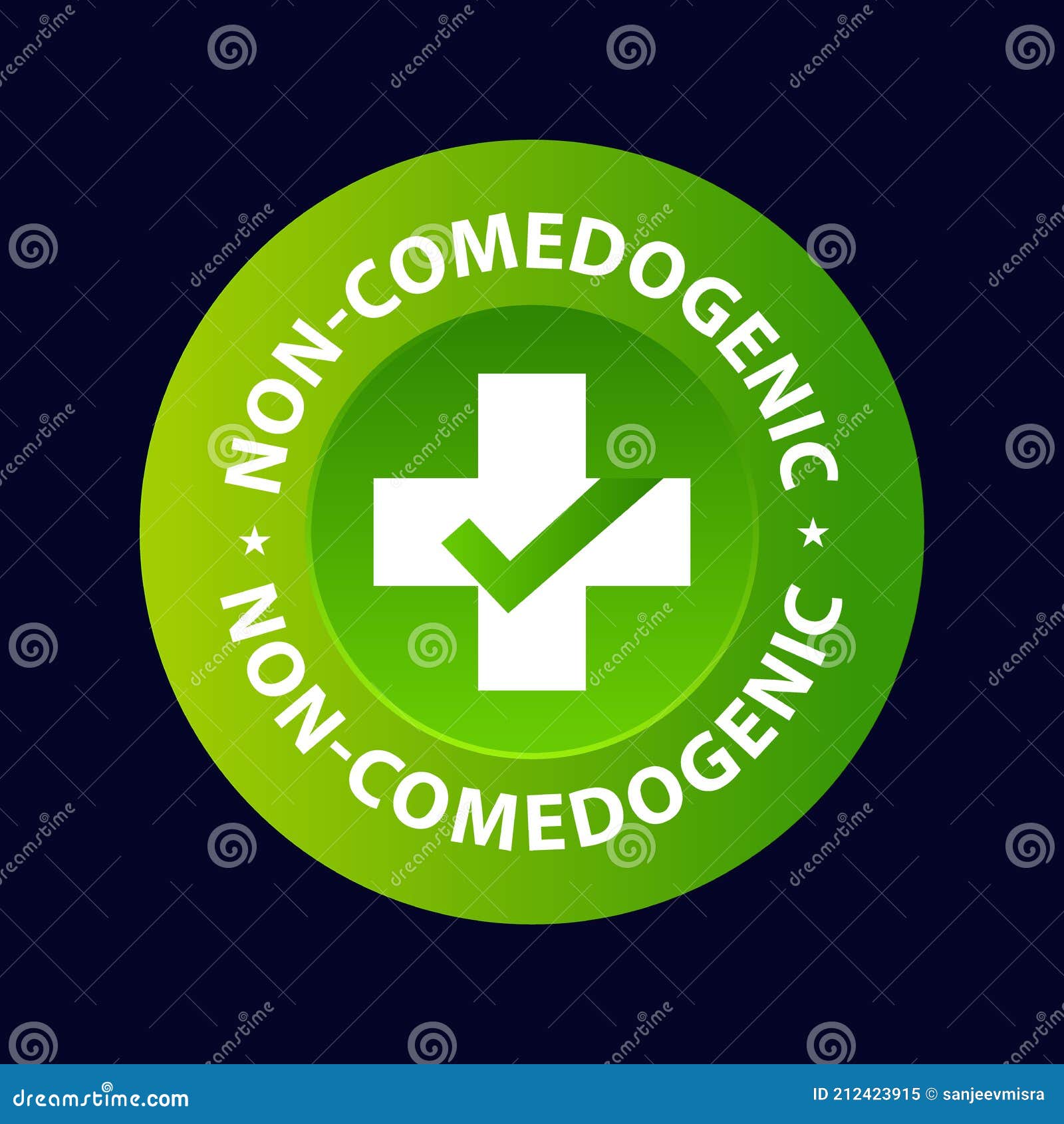 Non Comedogenic Vector Icon. Dermatologically Tested Stock Vector ...