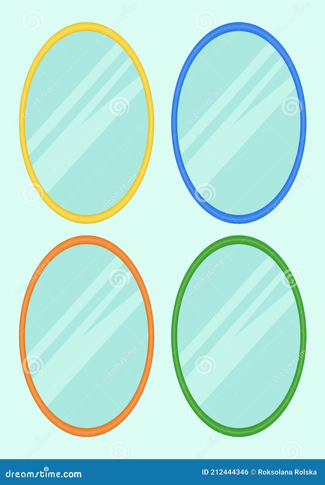 Mirrors Set Of Different Shapes Isolated. Realistic Mirror Frame, White ...