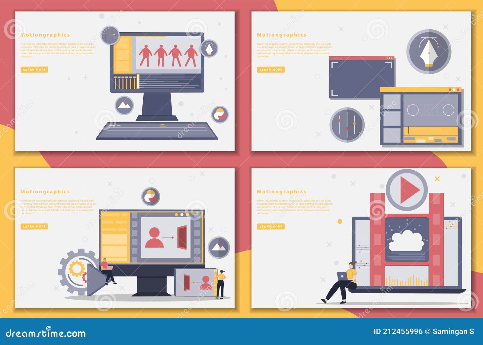 Motion Graphics Concept Flat Design Style Illustration Stock ...