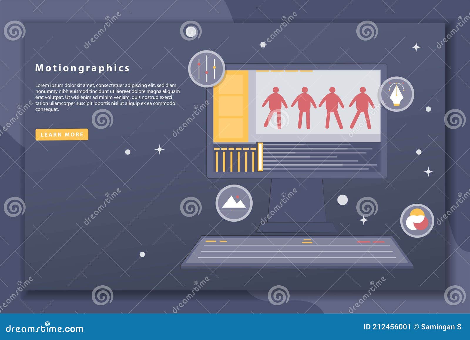 Motion Graphics Concept Flat Design Style Illustration Stock ...