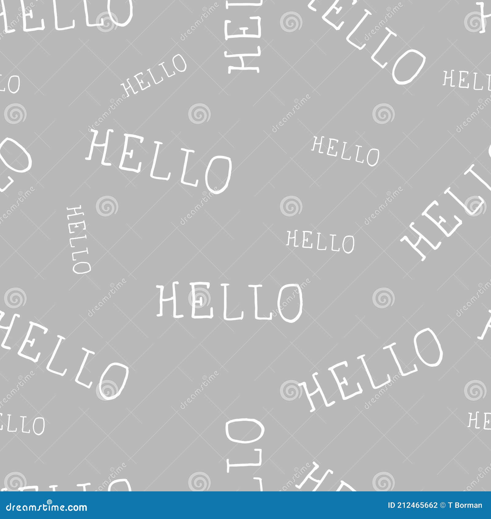 Vector Seamless Pattern Lettering Hello Gray and White Illustration ...