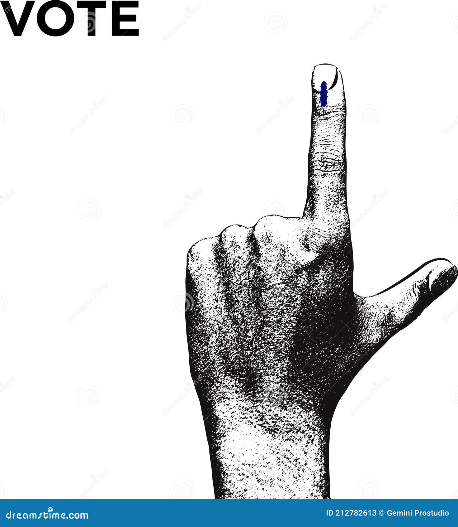 Indian Male Voter Hand with Voting Sign Realistic Vector with Vote Text ...