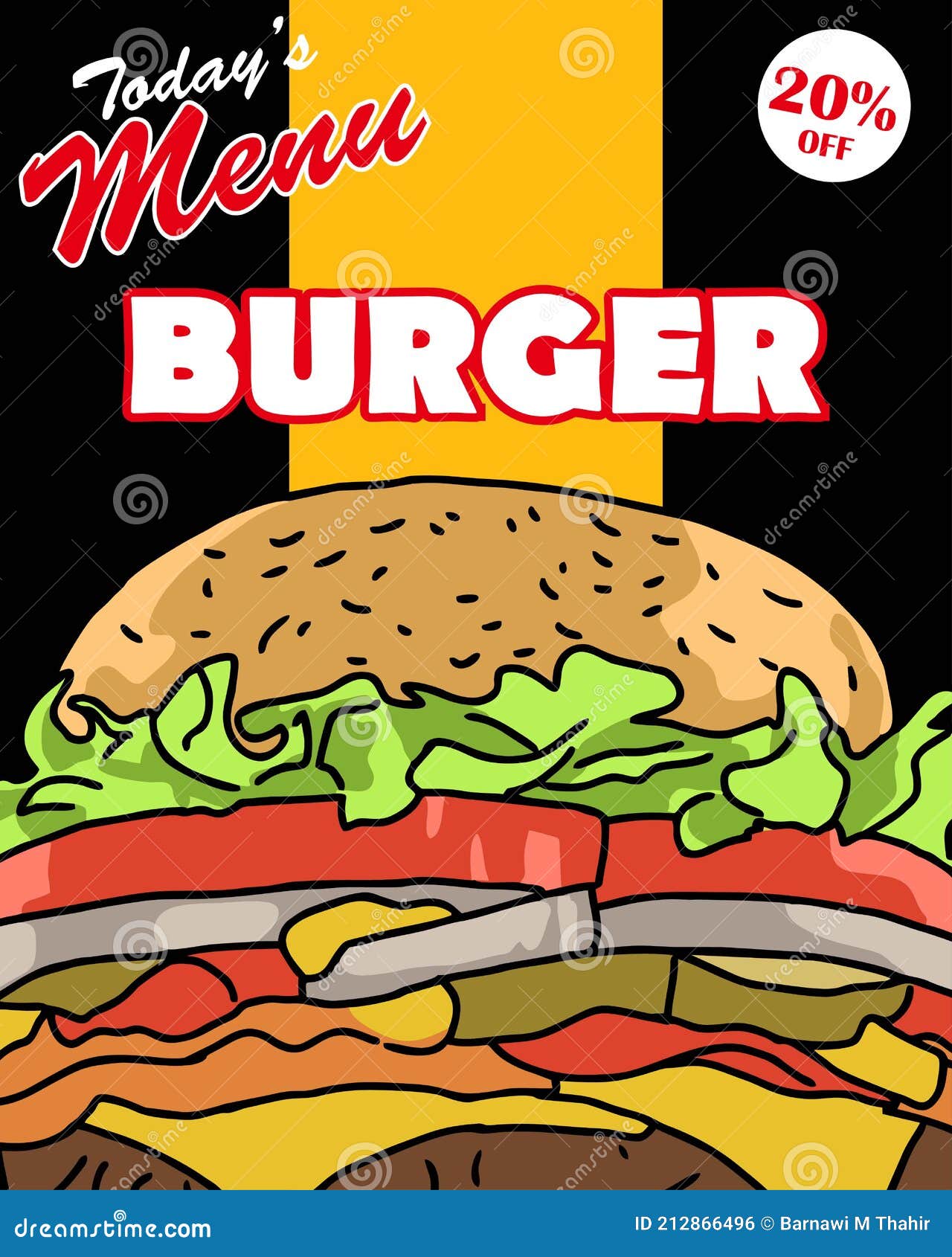 Burger Design Illustration. Use for Poster, Flyer, Banner, Advertising ...