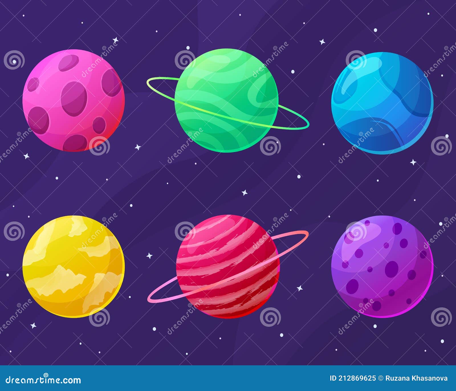 Vector Set of Planets. Cartoon Illustration Space Universe Stock Vector ...