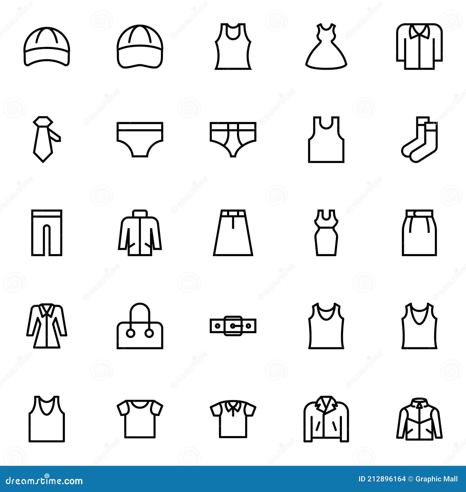 Outline Icons for Clothes Design. Stock Illustration - Illustration of ...