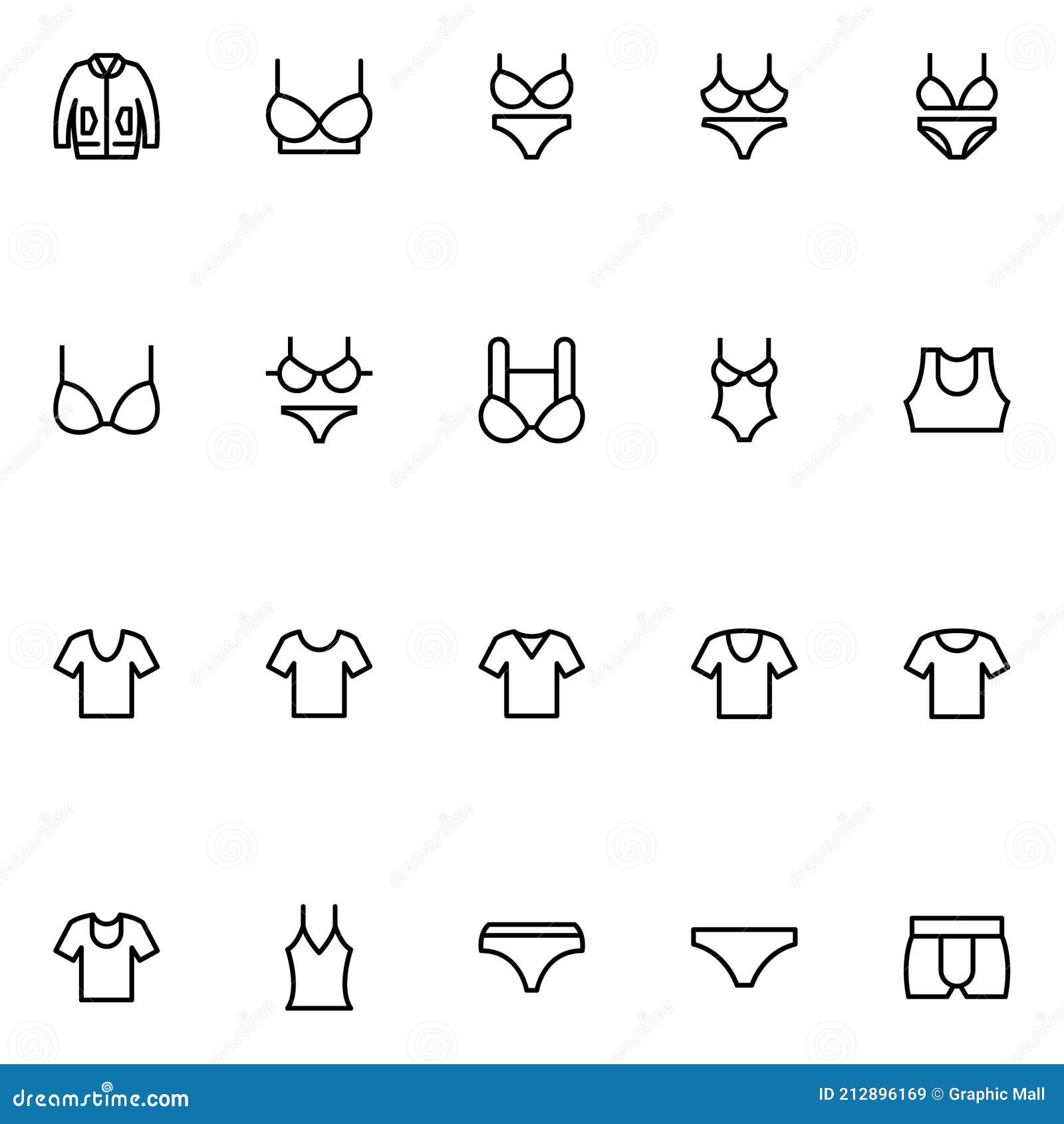 Outline Icons for Clothes Design. Stock Illustration - Illustration of ...