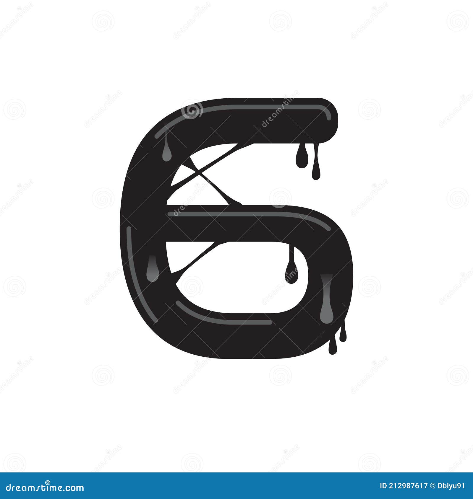 Number 6 Black Slime Logo, Icon, or Symbol Template Design Stock Vector ...