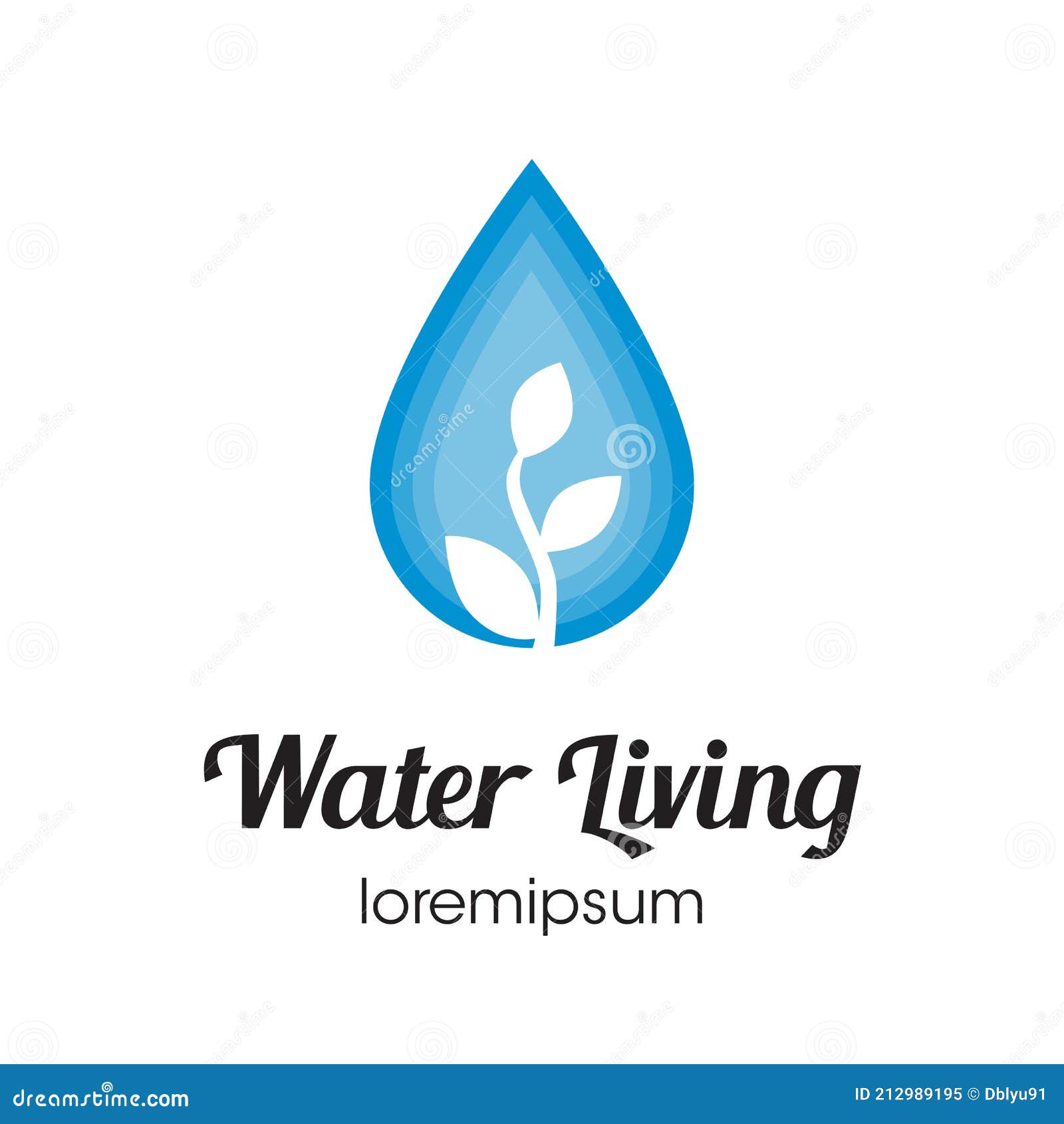 Water Living with Blue Color, Icon, or Symbol Template Design Stock ...