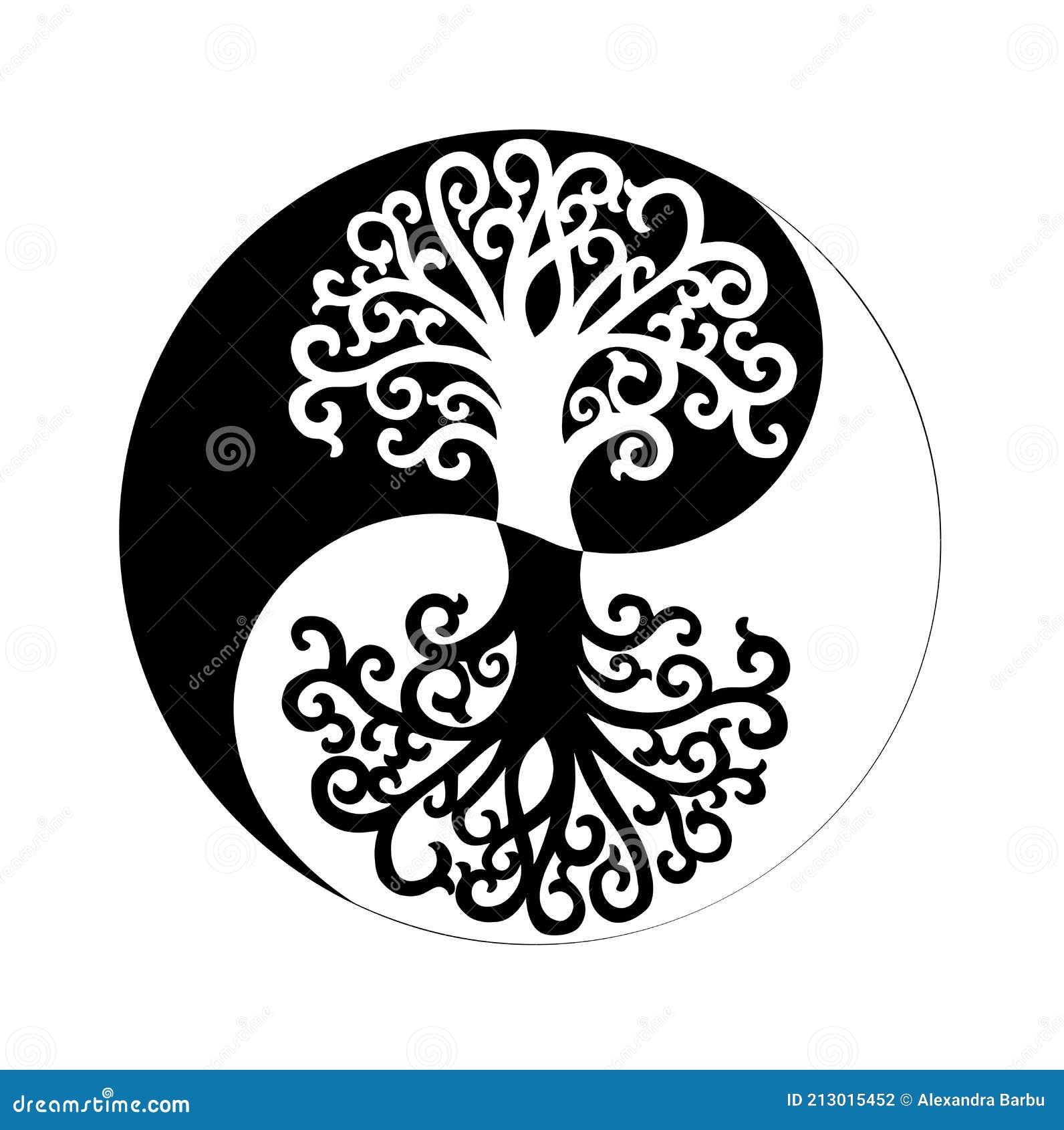 The Tree of Life and Yin Yang Spiritual Symbol Stock Vector ...
