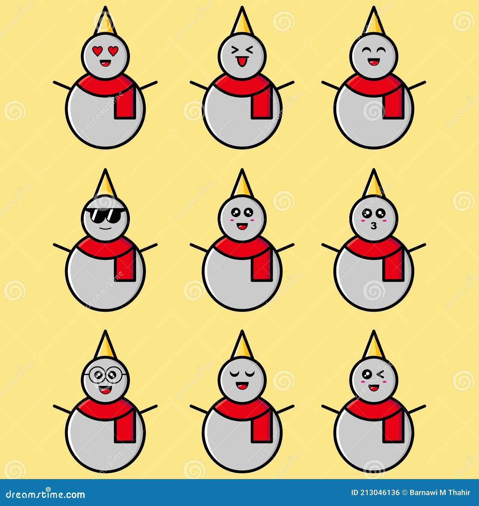 Set of Snowman Icon with Different Expression Stock Vector ...