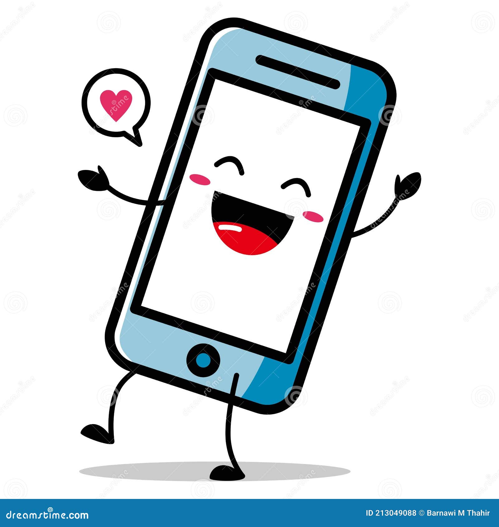 Cute Phone Mascot Vector Illustration Stock Vector - Illustration of ...