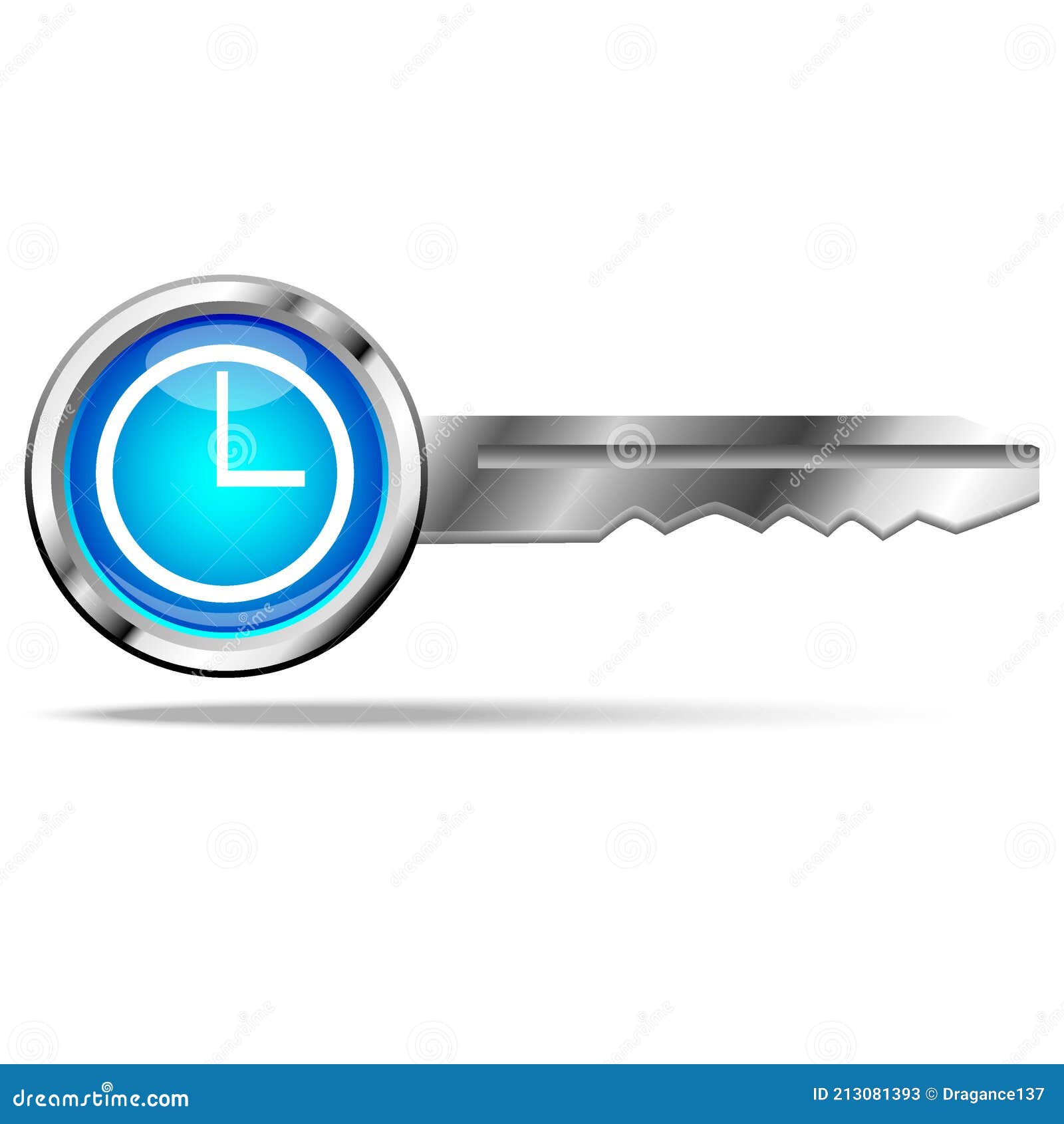 Clock icon on blue key stock vector. Illustration of clock - 213081393
