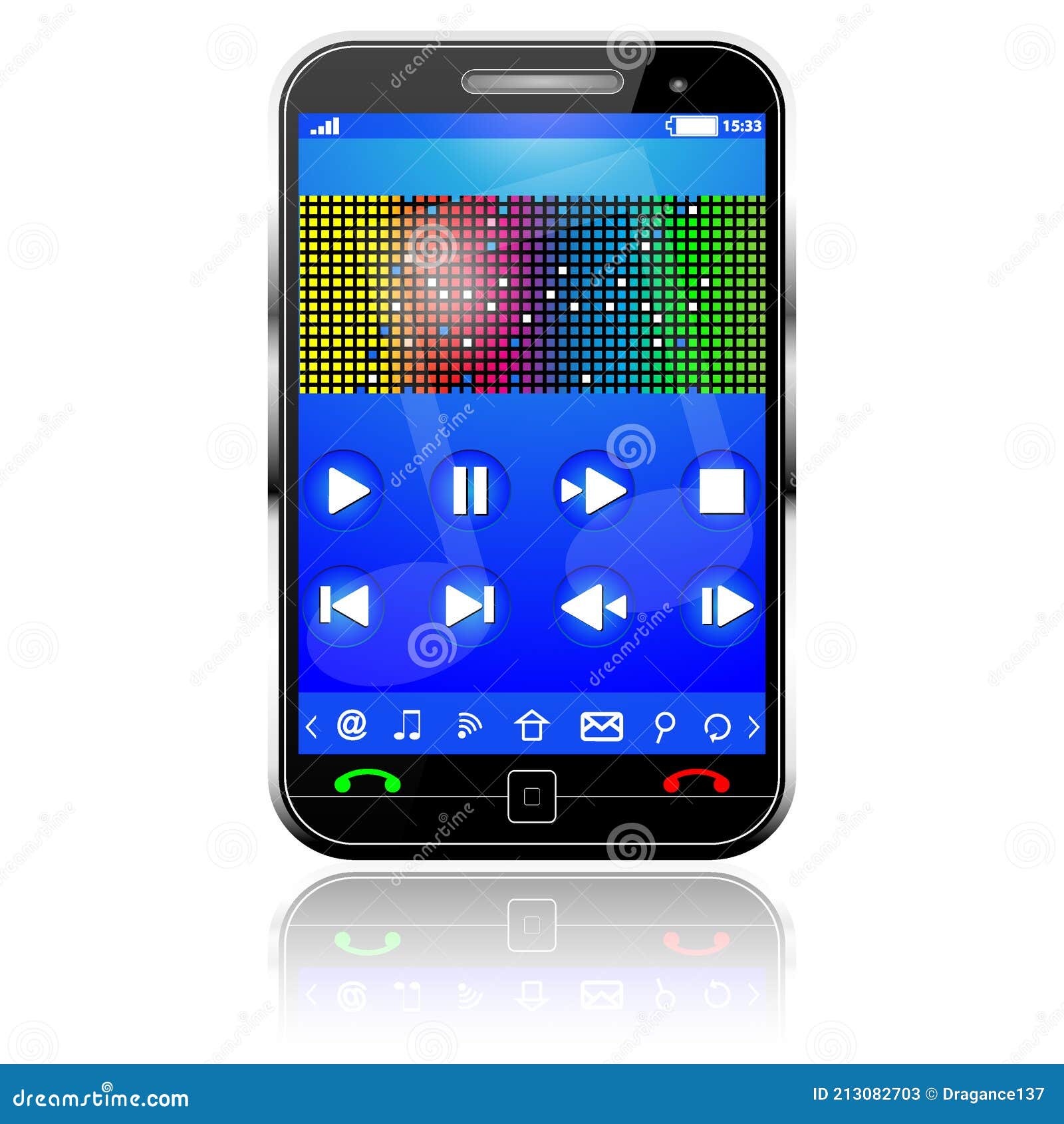 Cell Smart Mobile Phone with Music Player Stock Vector - Illustration ...
