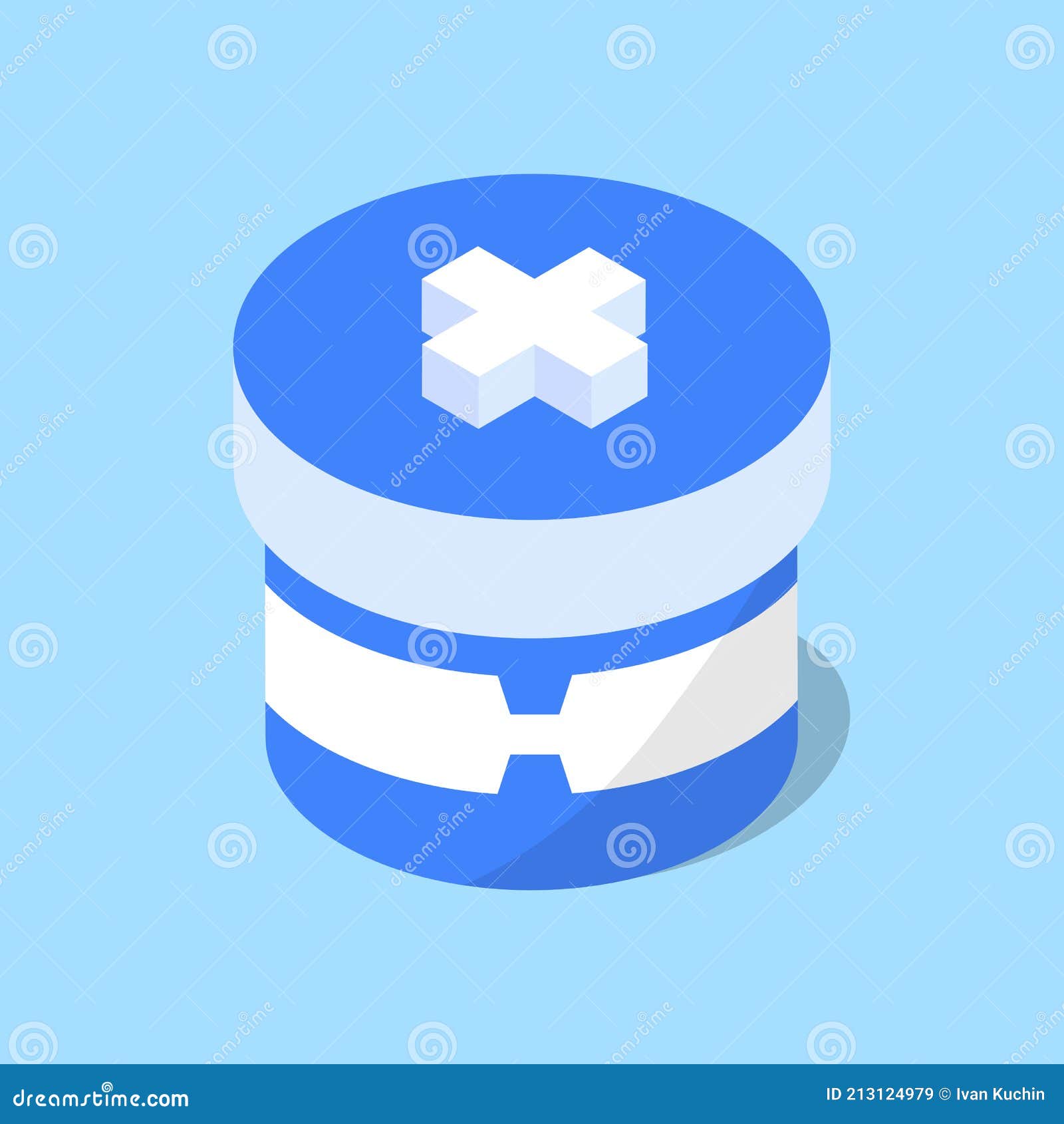 Web3d Icon of Box with a Medical Cross. Isometric Box with Medicines ...
