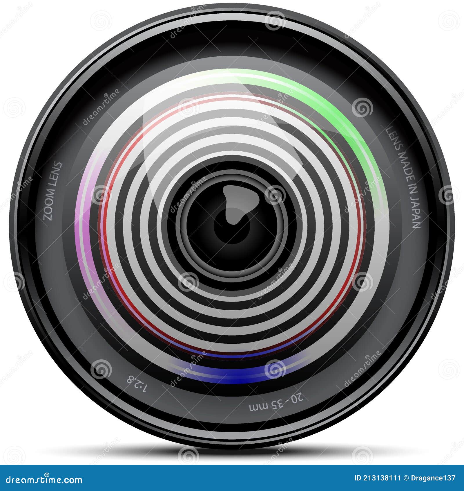 Realistic Camera Lenses on White Stock Vector - Illustration of orange ...