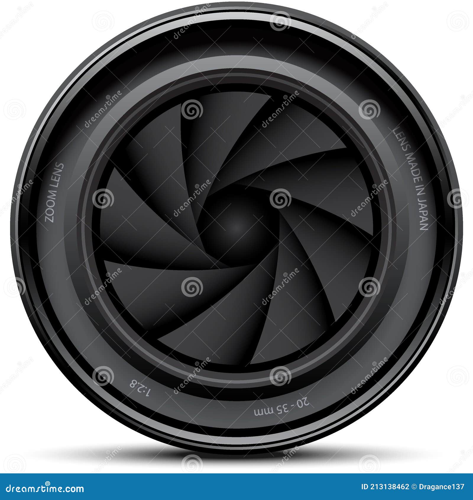 Camera Lens Shutter Aperture on White Stock Vector - Illustration of ...