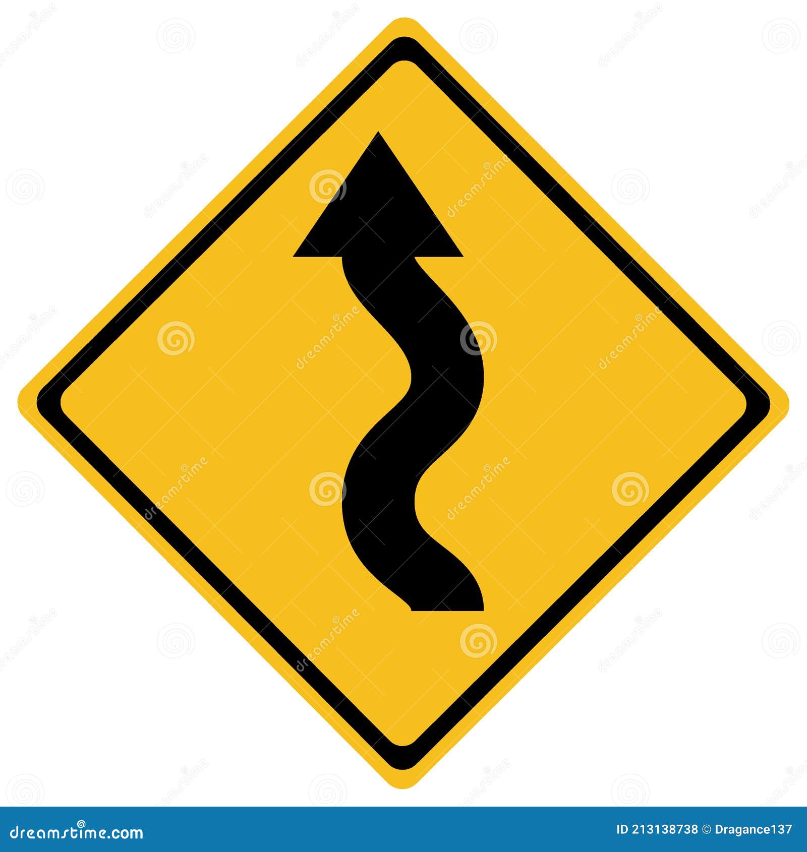 Winding Road Sign. Left Winding Road Sign Stock Vector - Illustration ...