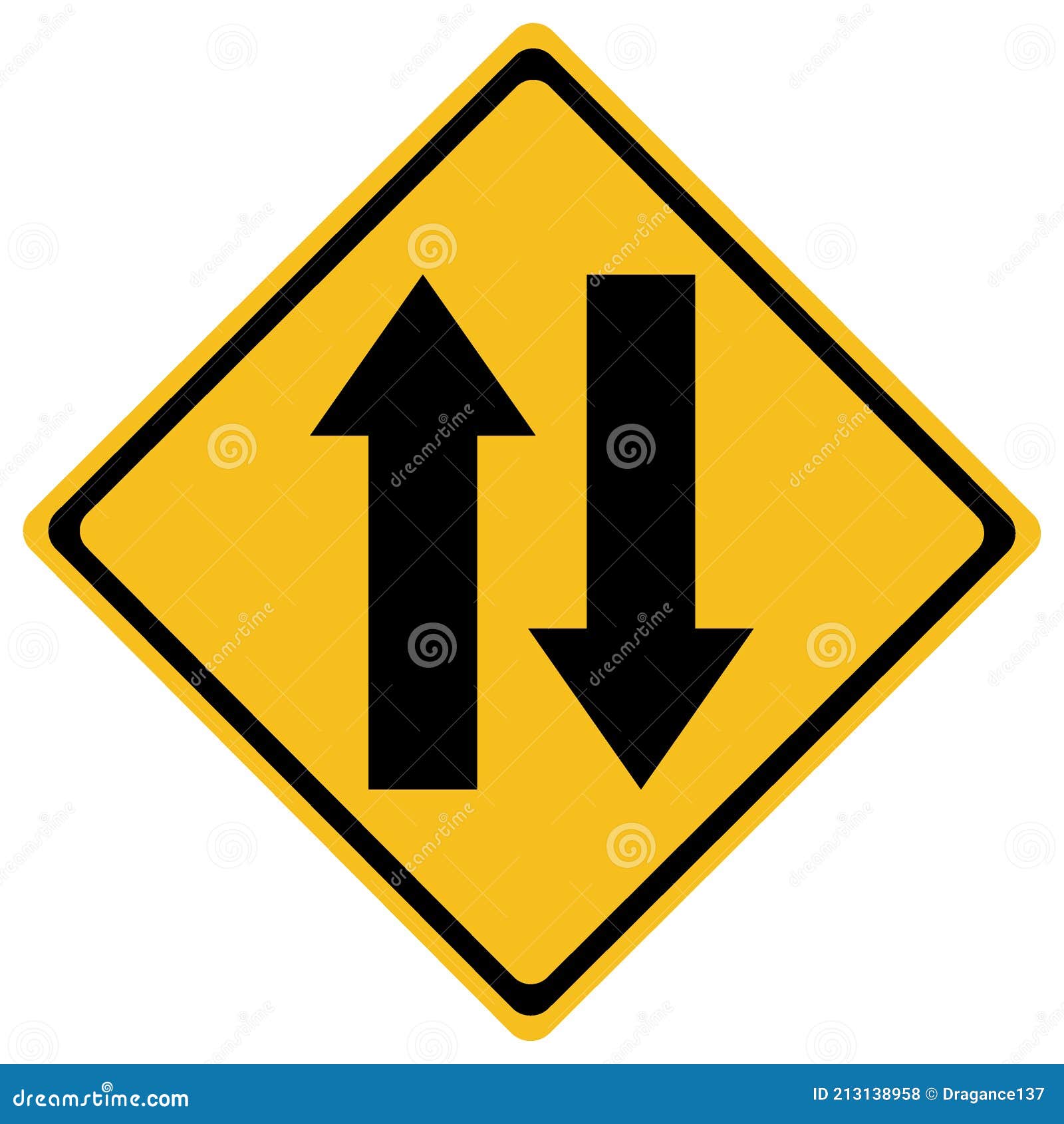 Two Way Yellow Traffic Sign on White Stock Vector - Illustration of ...