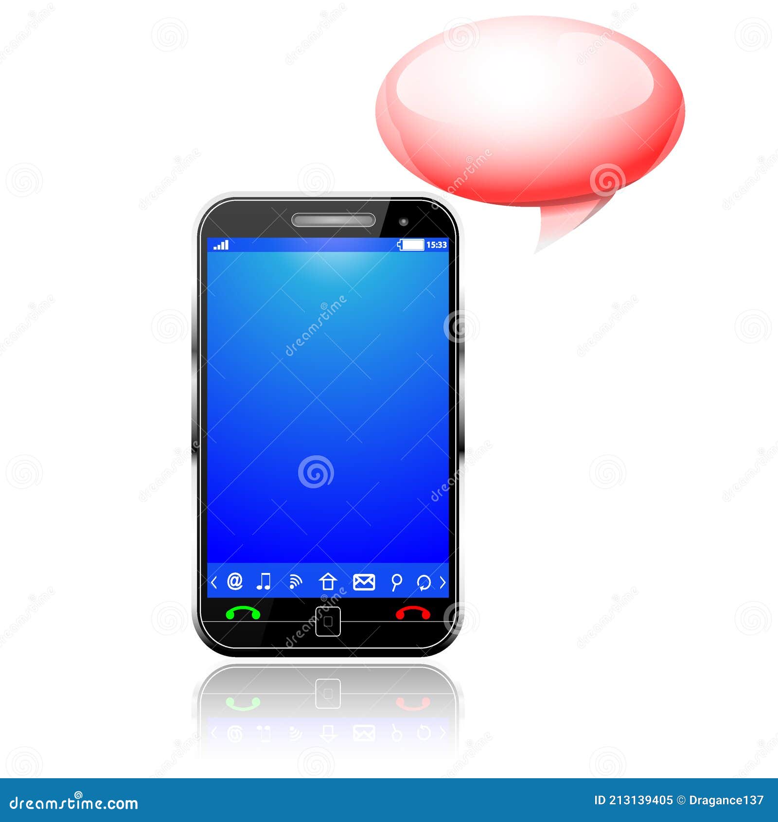 Mobile Phone with Speech Bubble on White Stock Vector - Illustration of ...