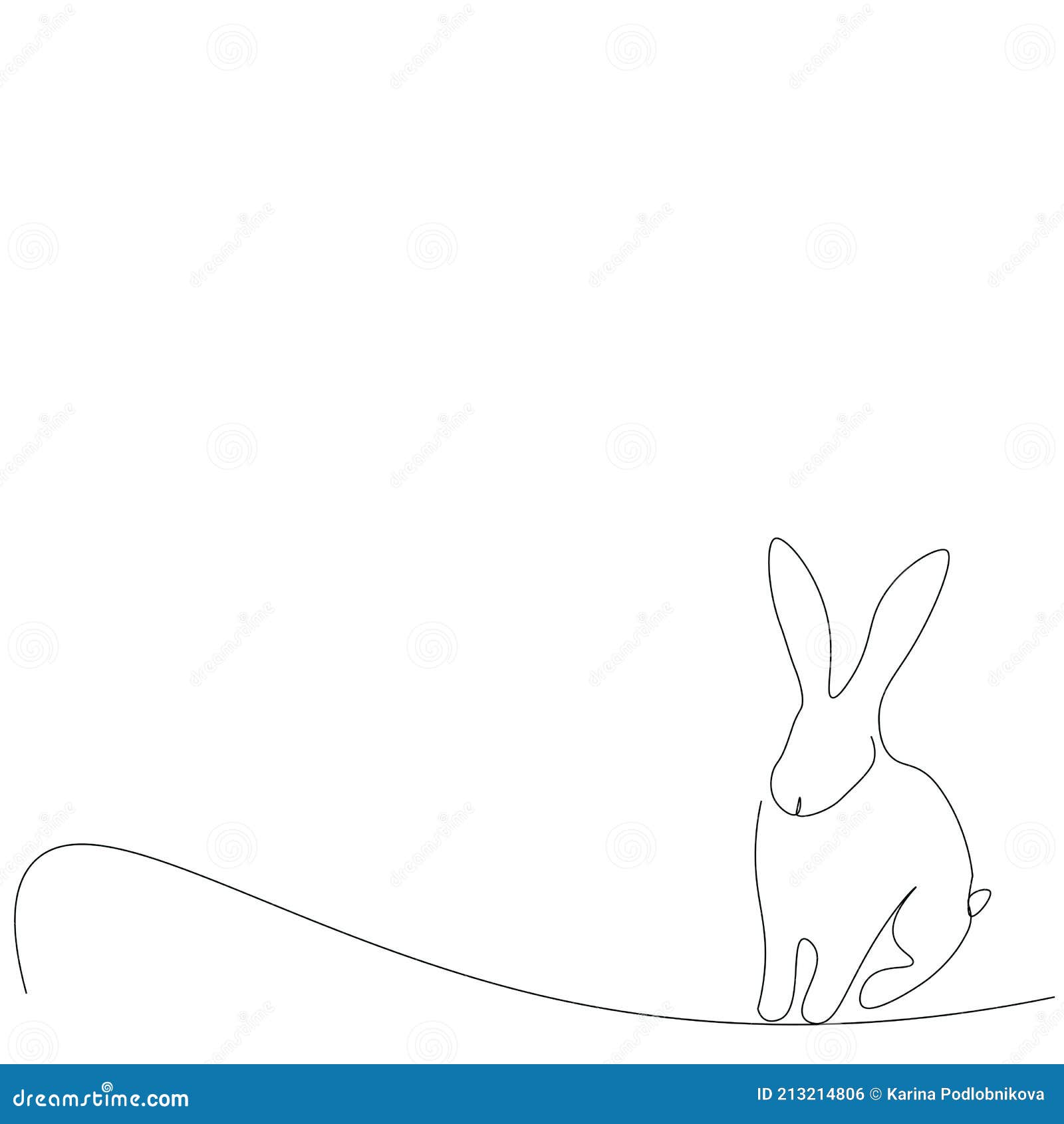 Bunny Animal Silhouette Line Drawing Vector Illustration Stock Vector ...