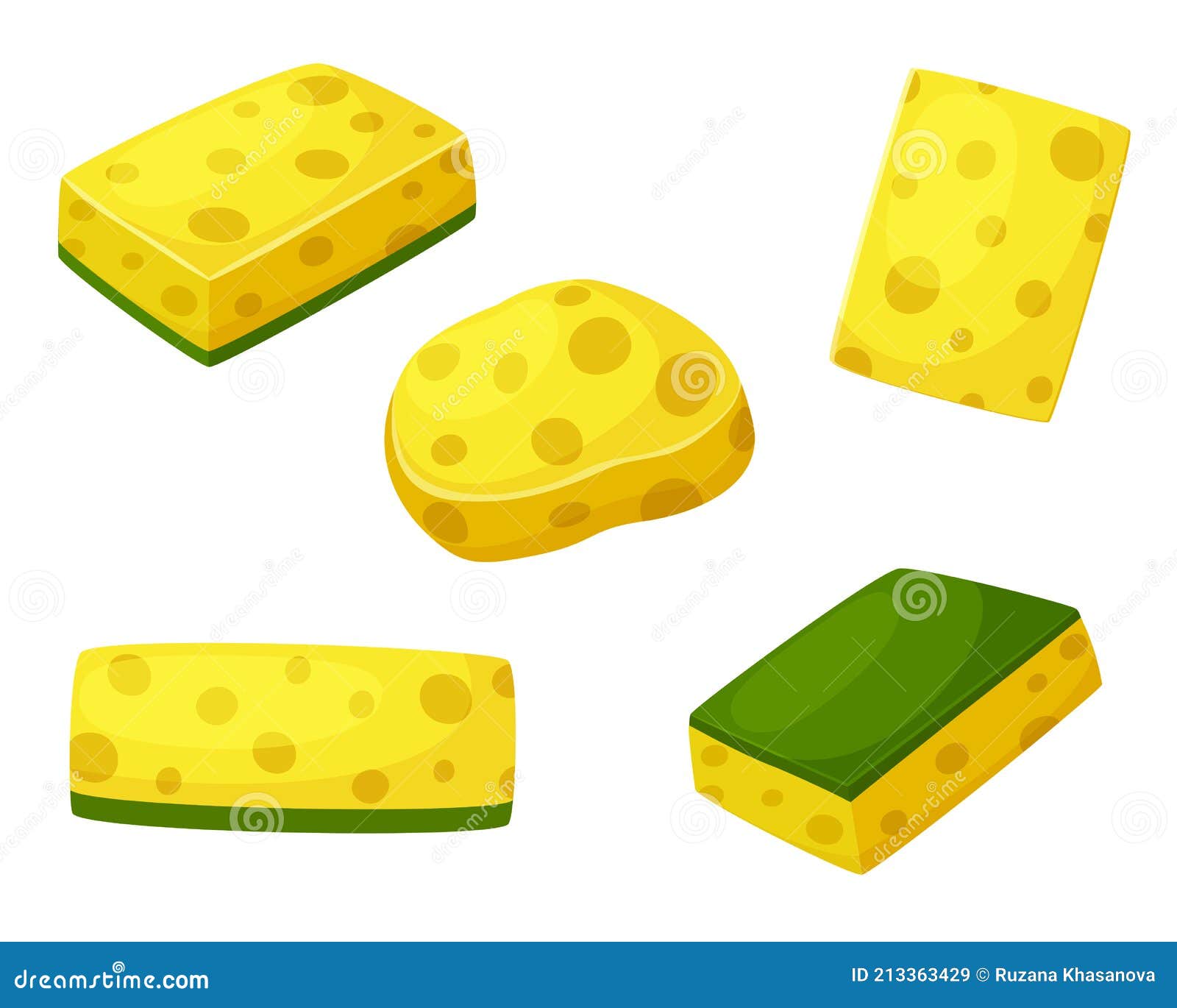 Set of Yellow Sponges. Vector Illustration of a Sponge for Washing ...