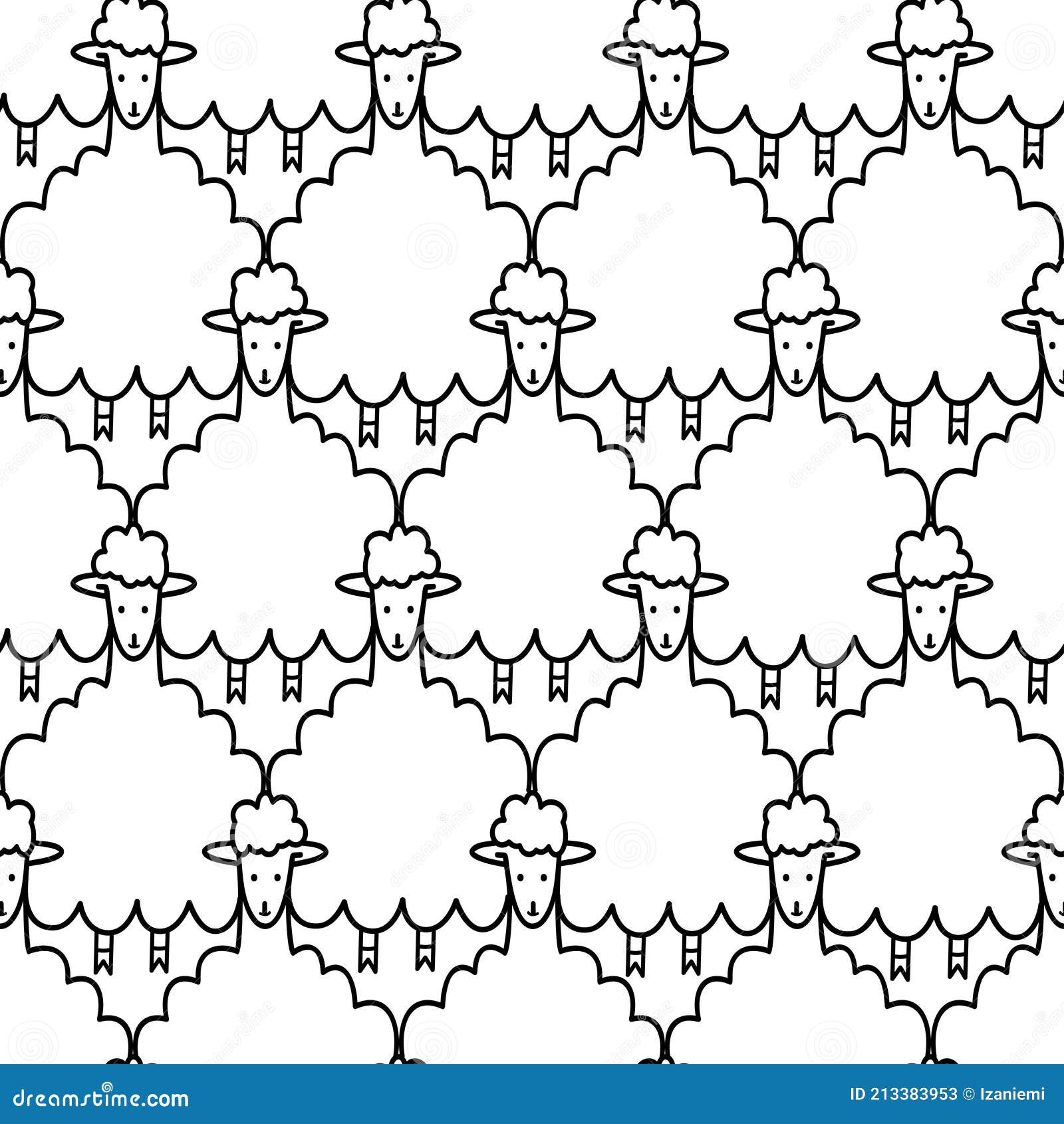 Seamless Linear Geometric Pattern with Lambs Stock Vector ...