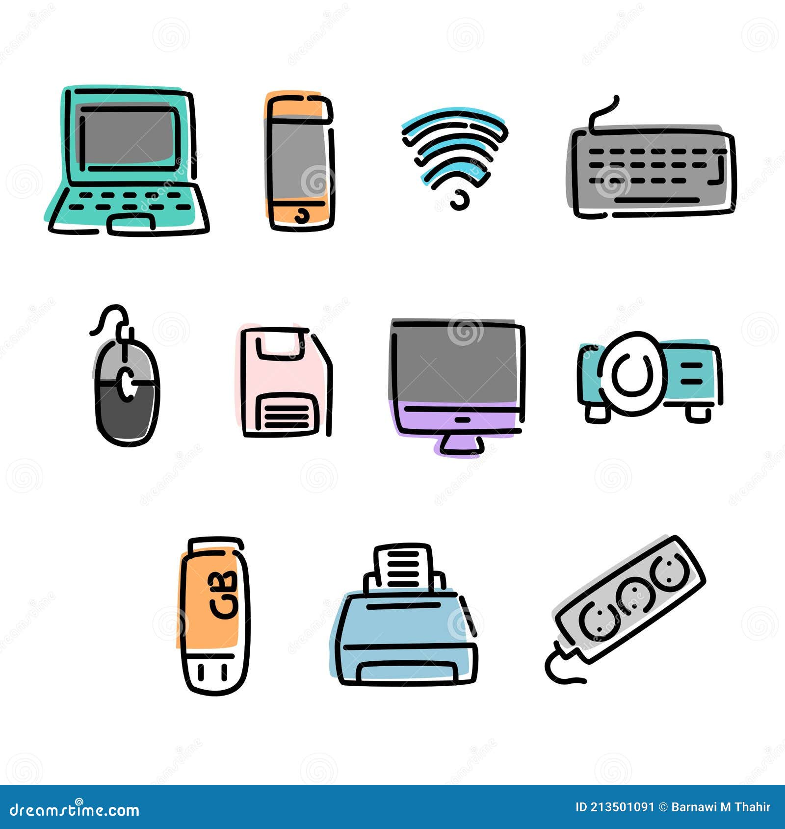 Set of Technology Icon Vector Cartoon Illustration Stock Vector ...
