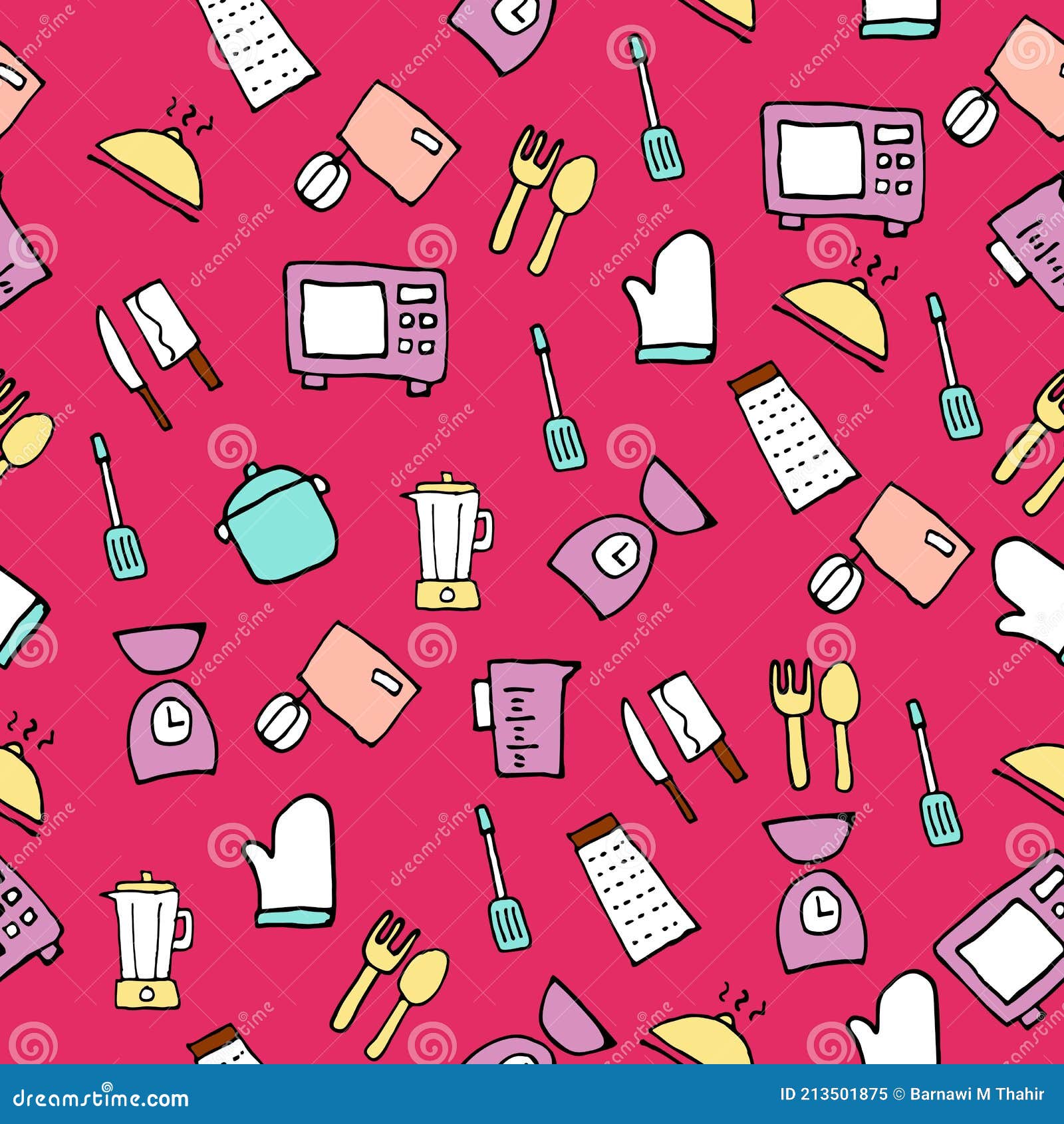 Seamless Pattern of Kitchenware Icon Vector Illustration Stock Vector - Illustration of bowl ...