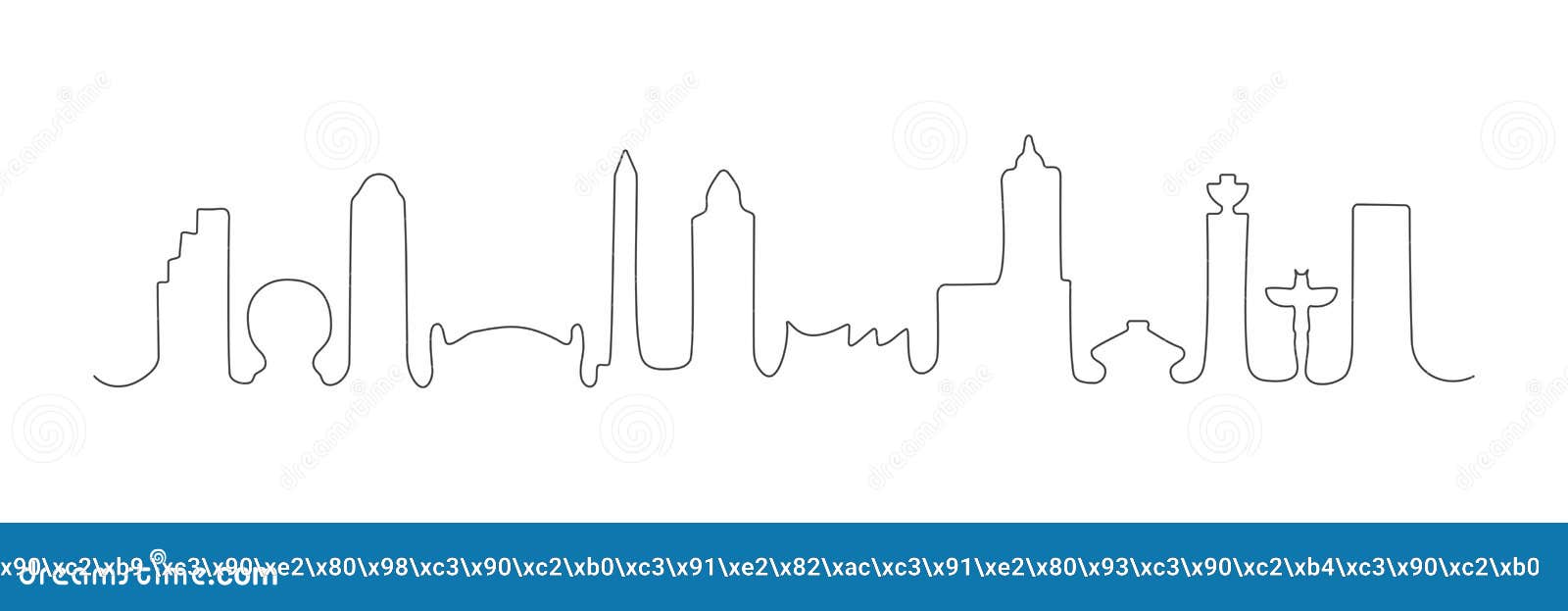 Vancouver One Line Buildings. Canadian City Skyline Stock Illustration ...