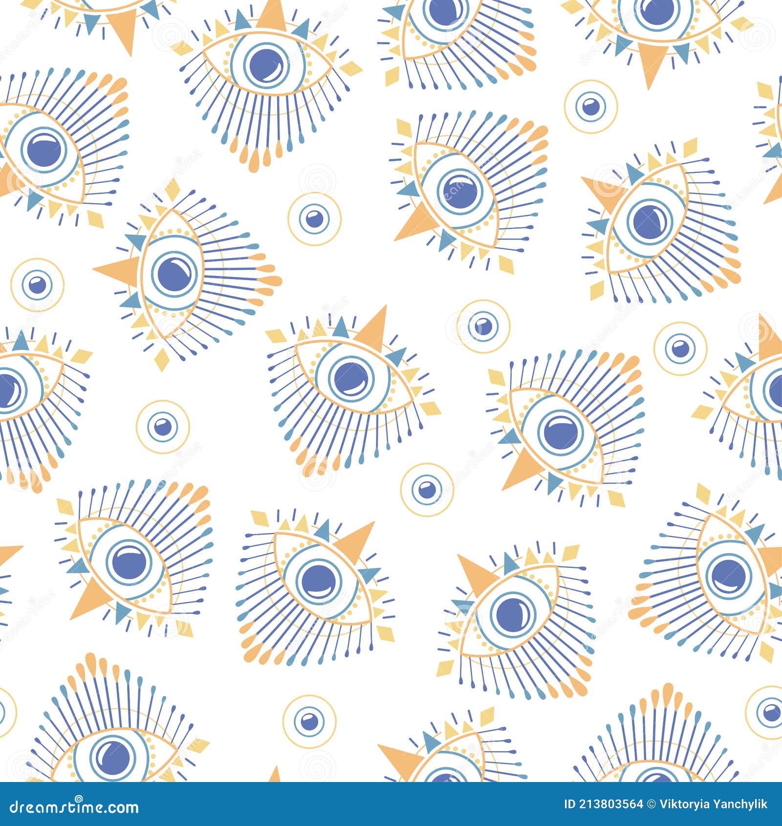 Blue Evil Eyes Seamless Pattern Stock Vector - Illustration of alchemy ...