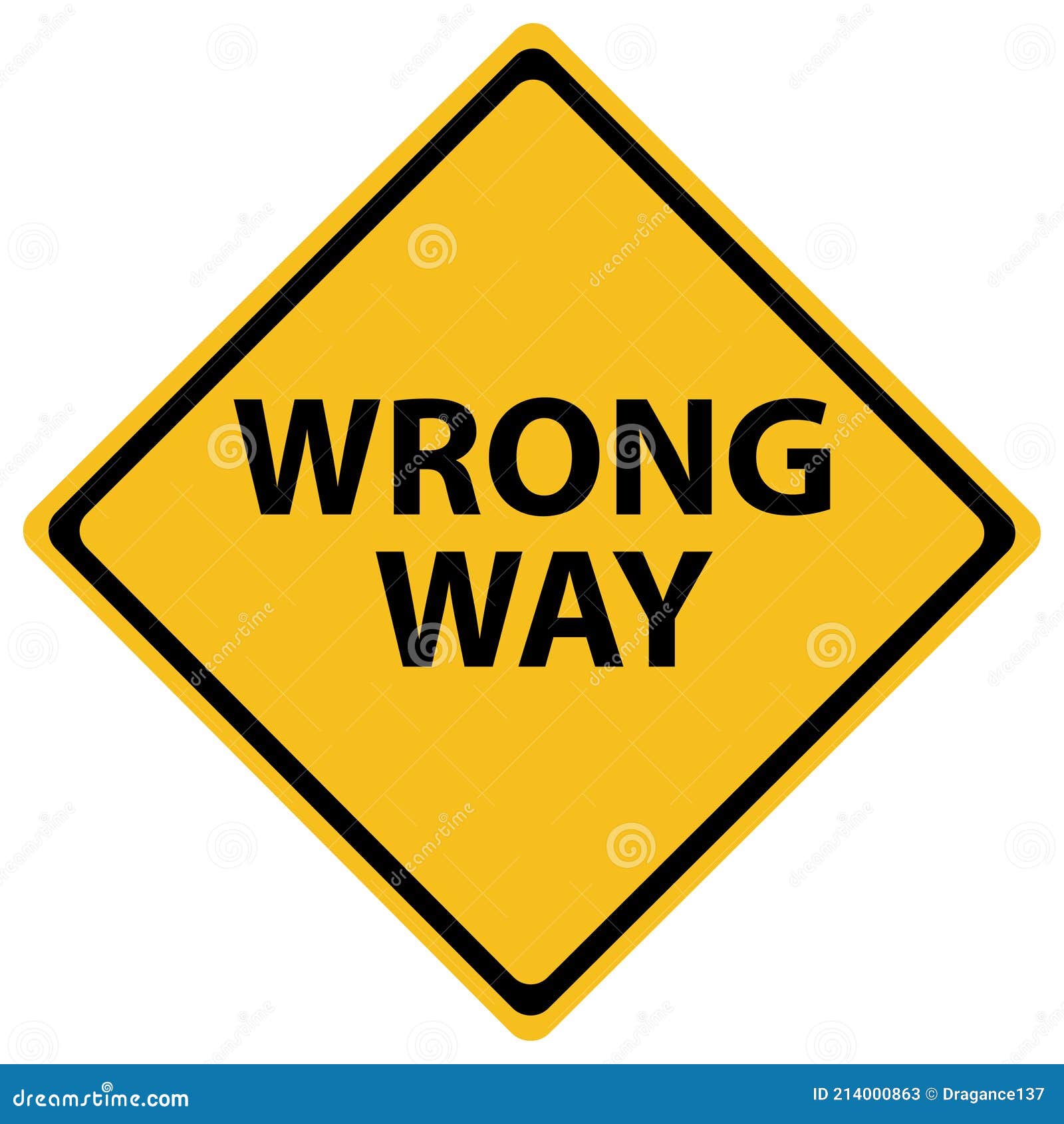 Wrong Way Road Sign stock vector. Illustration of business - 214000863