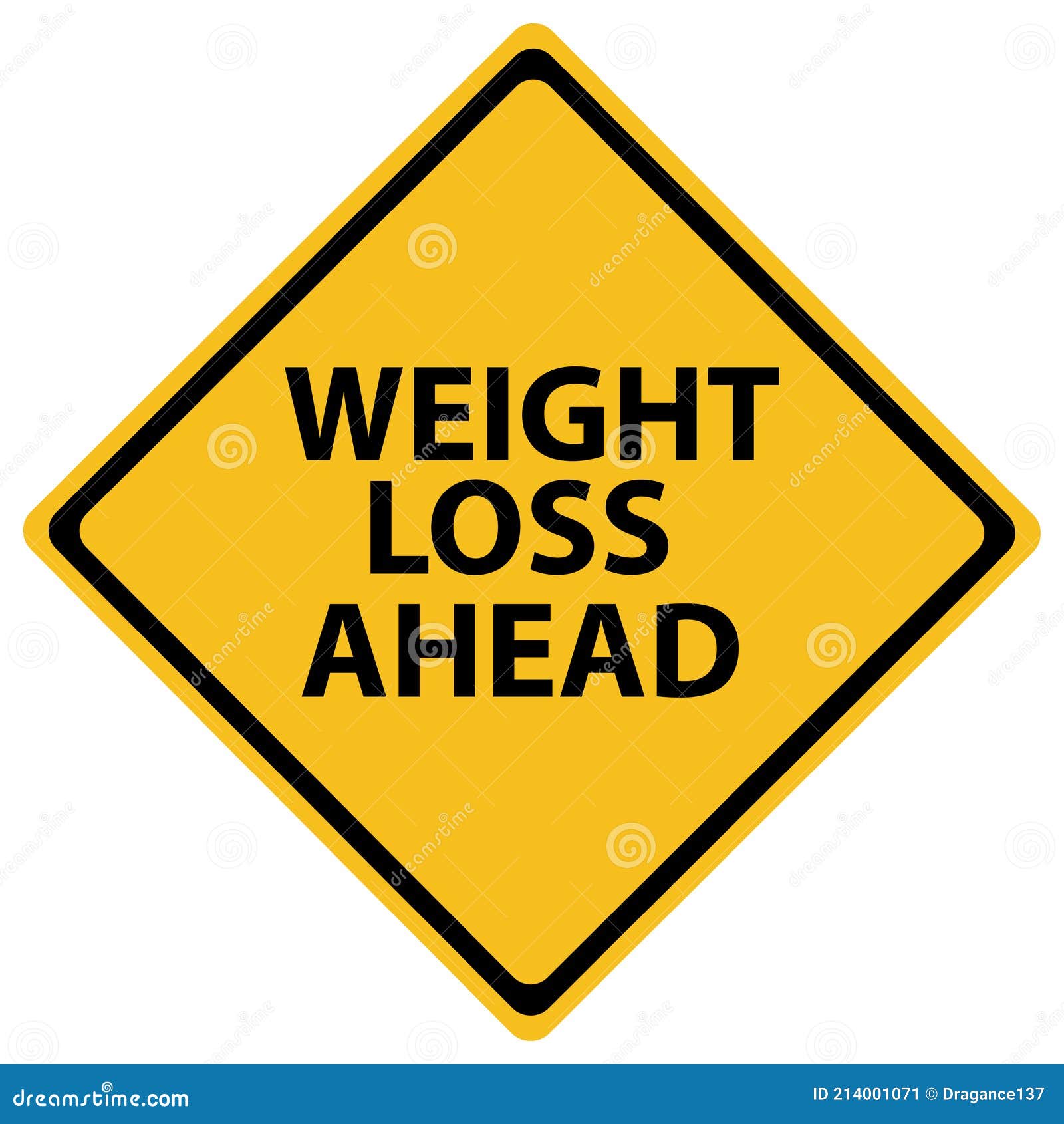 A Yellow Road Sign Weight Loss Ahead Isolated Stock Vector ...