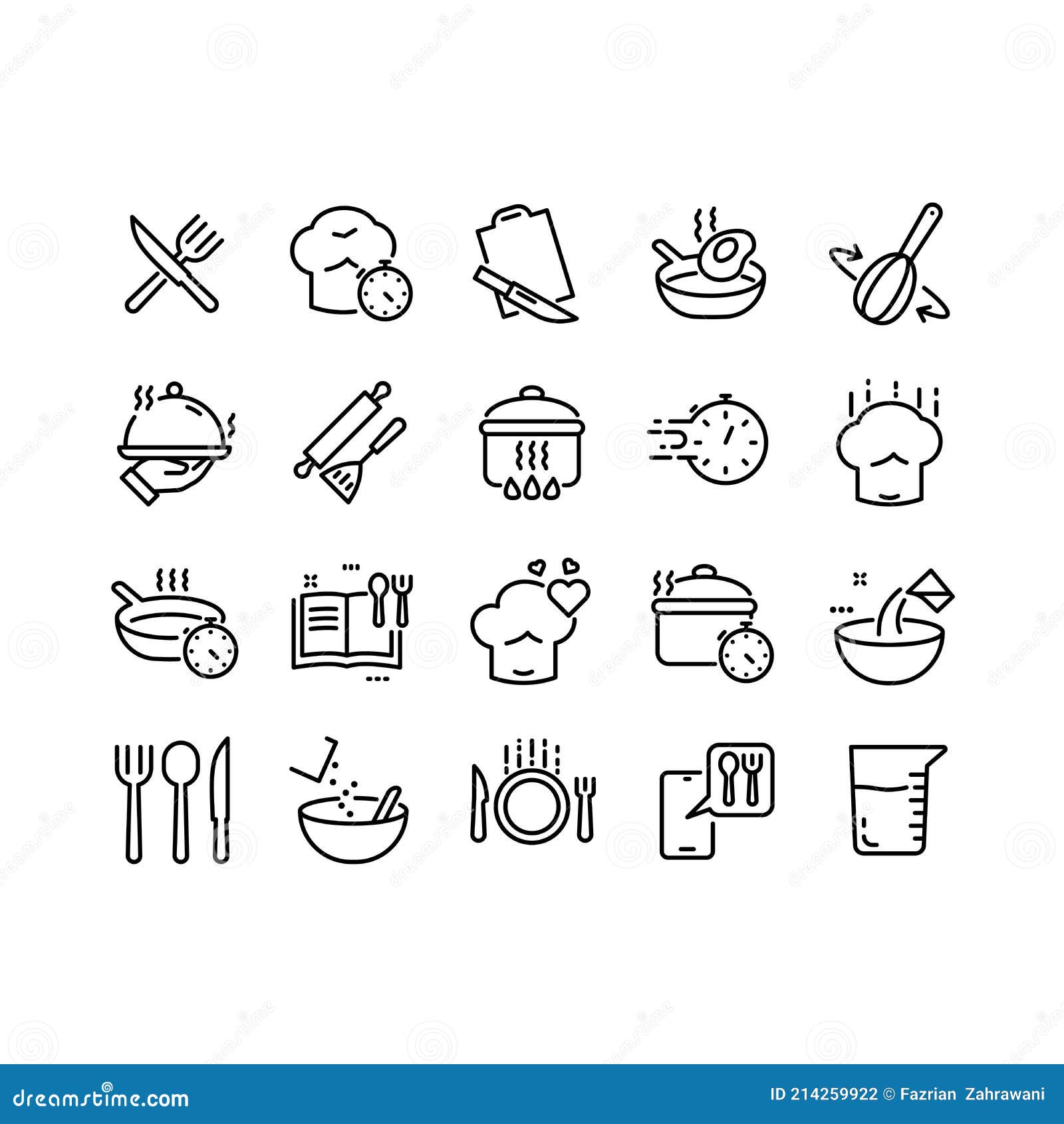 Cooking Line Icon Set. Kitchen Utensils Stock Vector - Illustration of ...