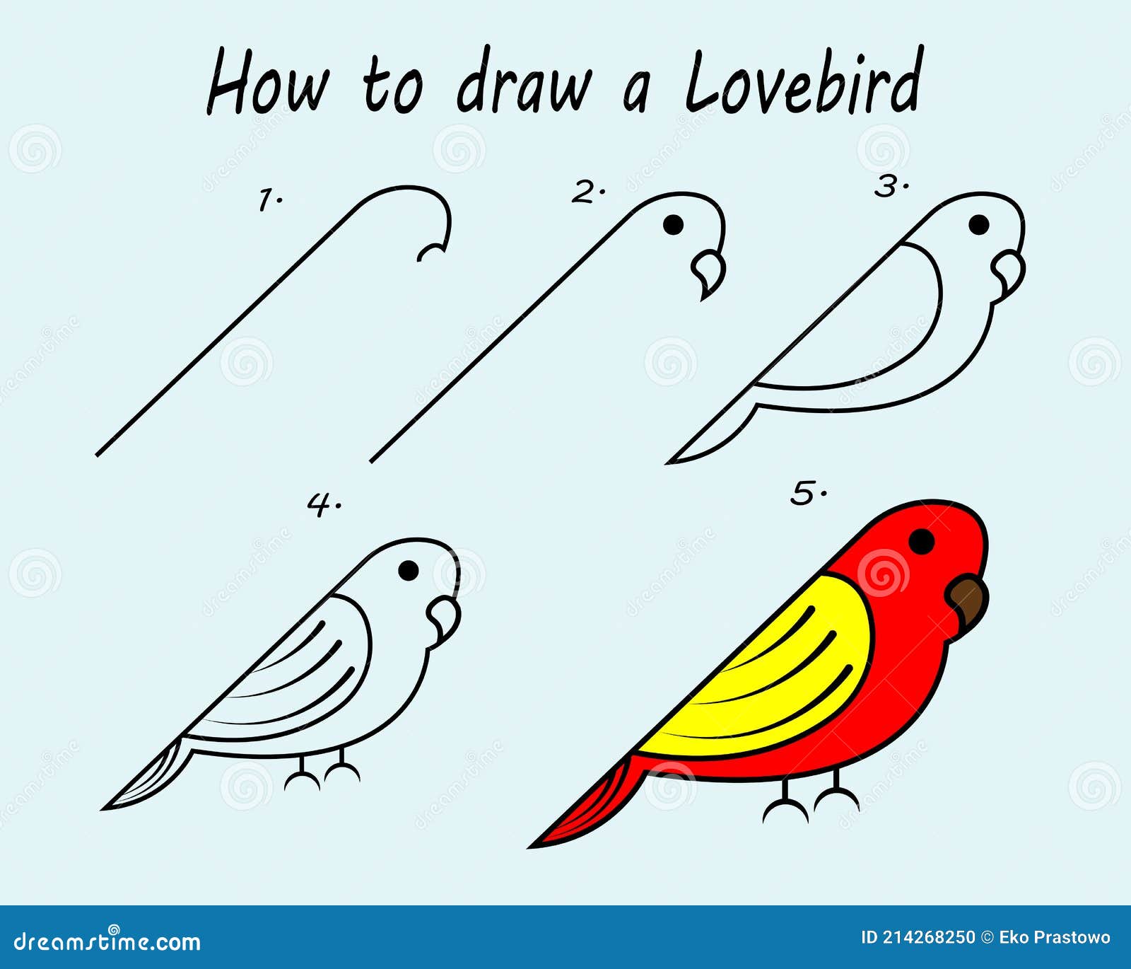 Step by Step To Draw a Bird. Drawing Lesson for Children. Vector ...
