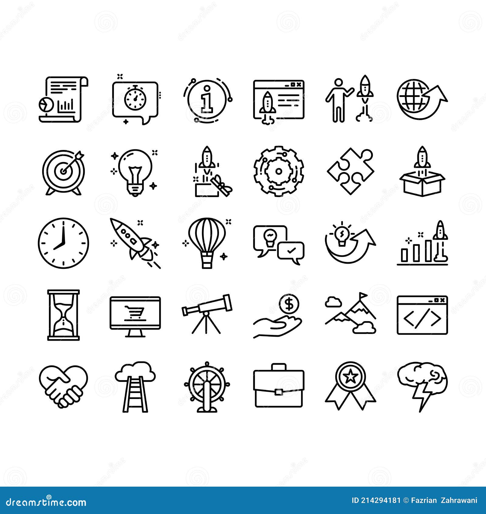 Business Start Up Web Icon Set. Stock Vector - Illustration of grow ...